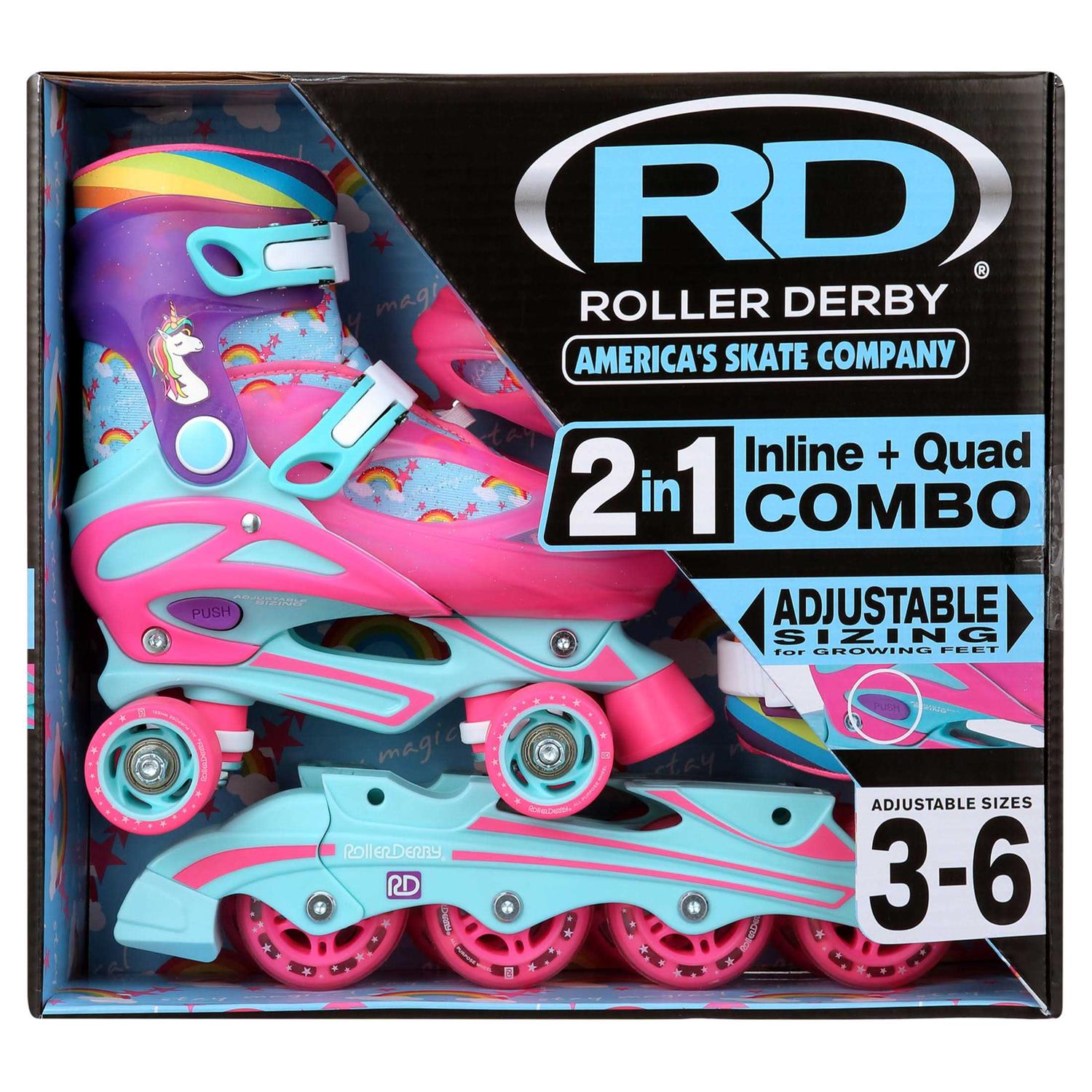 Roller Derby Sprinter Girl's 2-in-1 Quad Roller and Inline Skates Combo ...