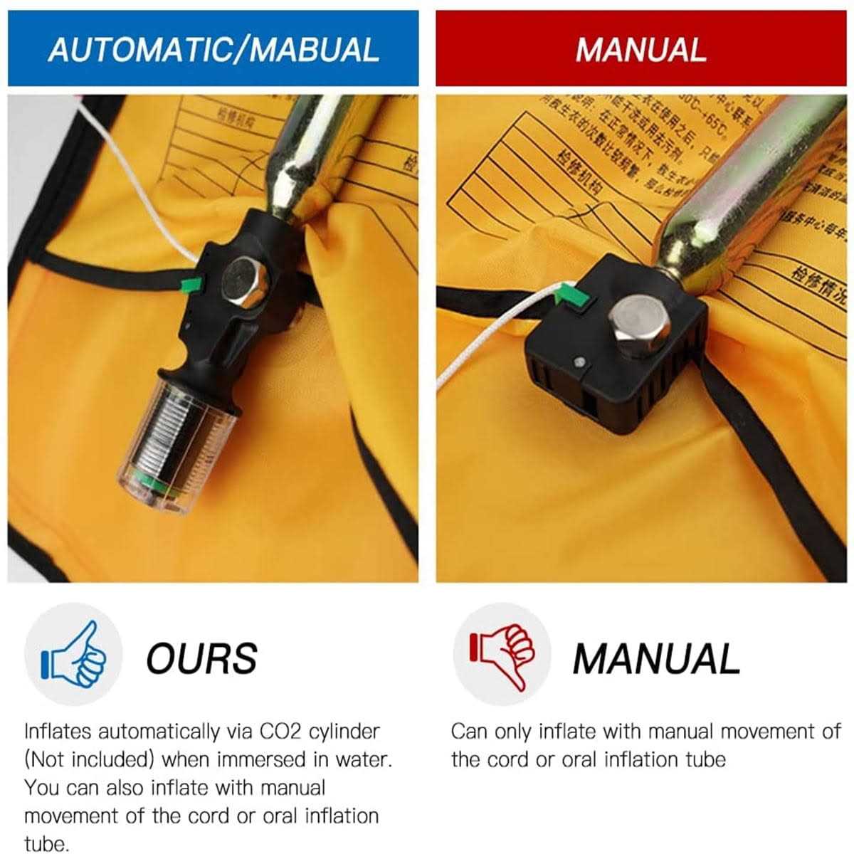 Magicorange Automatic Inflatable Life Jacket with Whistle,Adult ...