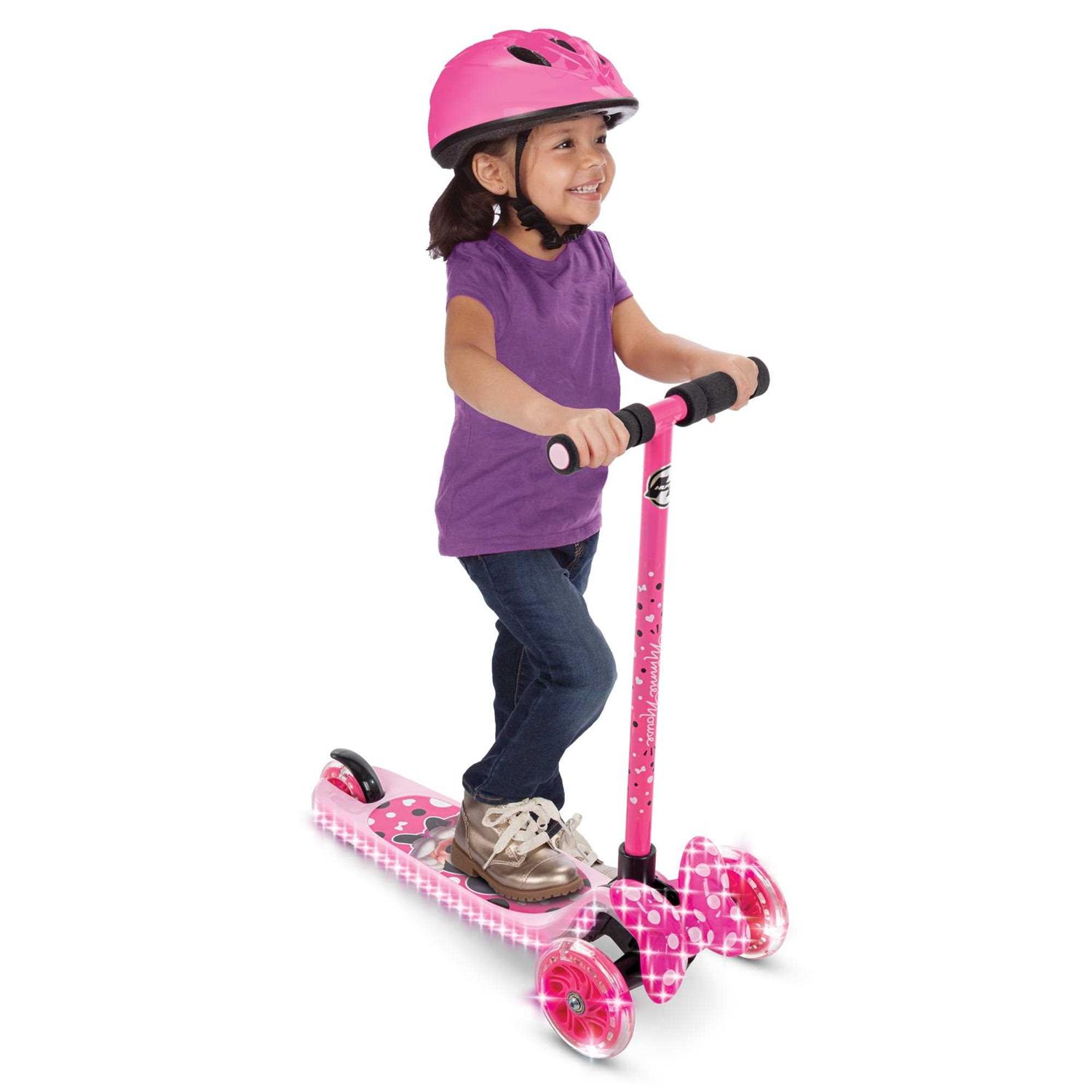 Disney Minnie 3-Wheel Lights and Sounds Tilt n' Turn Scooter for Girls ...