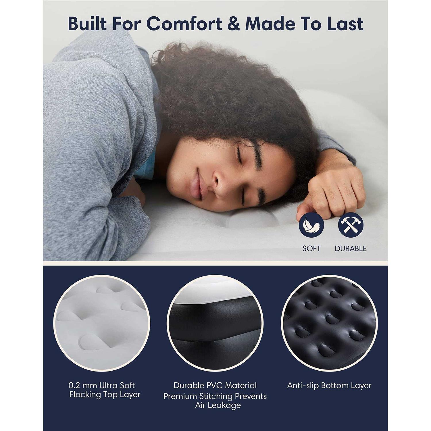 Olarhike Inflatable Air Mattress with Built in Pump Elevated Durable ...