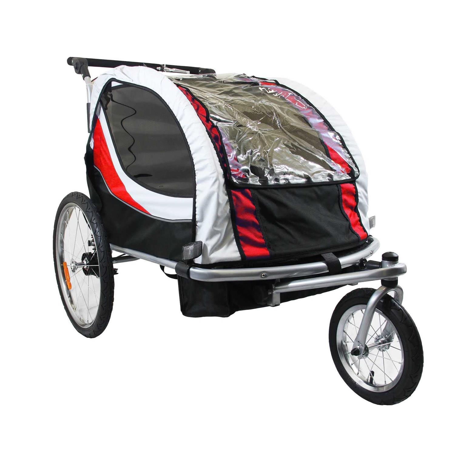 ClevrPlus Deluxe 3-in-1 Double Seat Bike Trailer Stroller Jogger for Kids - Sports Supplies ...