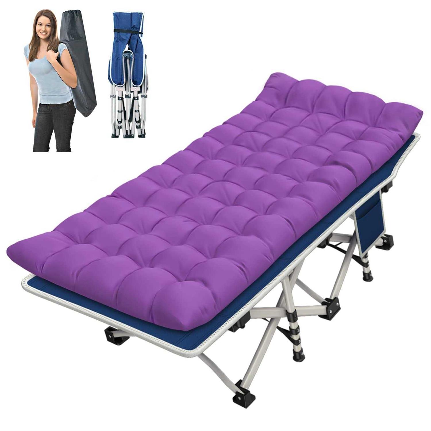 GETOVIN Cot Camping Cot with Comfortable Thick Pad Cots for Sleeping ...