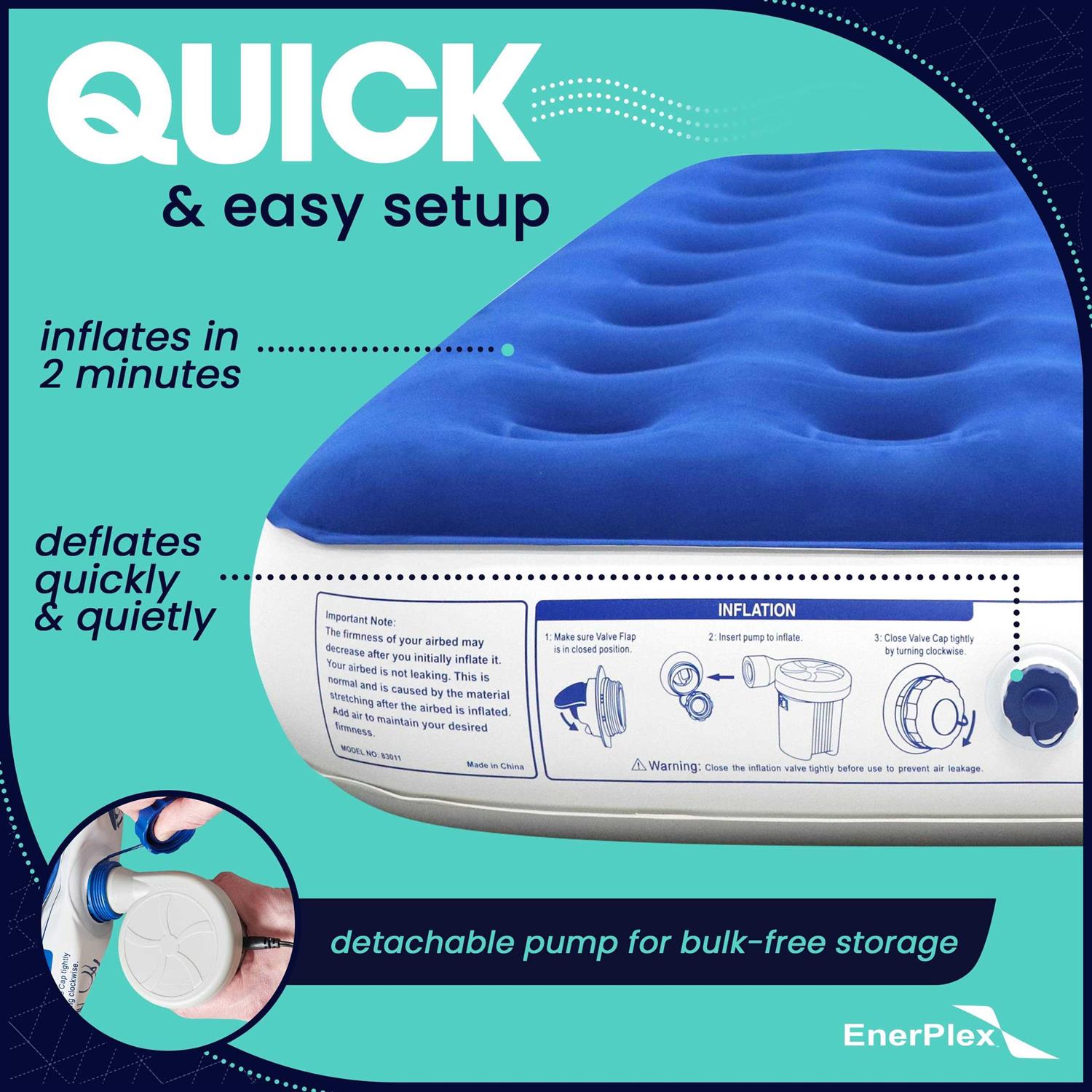 Enerplex Luxury Never-Leak Air Mattress High Speed Pump - Sports ...