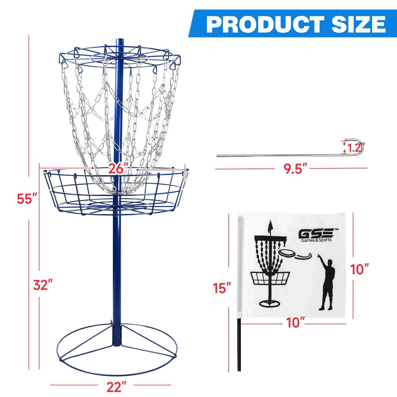 GSE Games & Sports Expert GSE Portable 12-Chain Disc Golf Targets ...