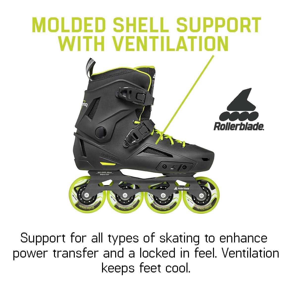 Rollerblade Lightning Black/Lime Inline Skates - Sports Supplies Online ...