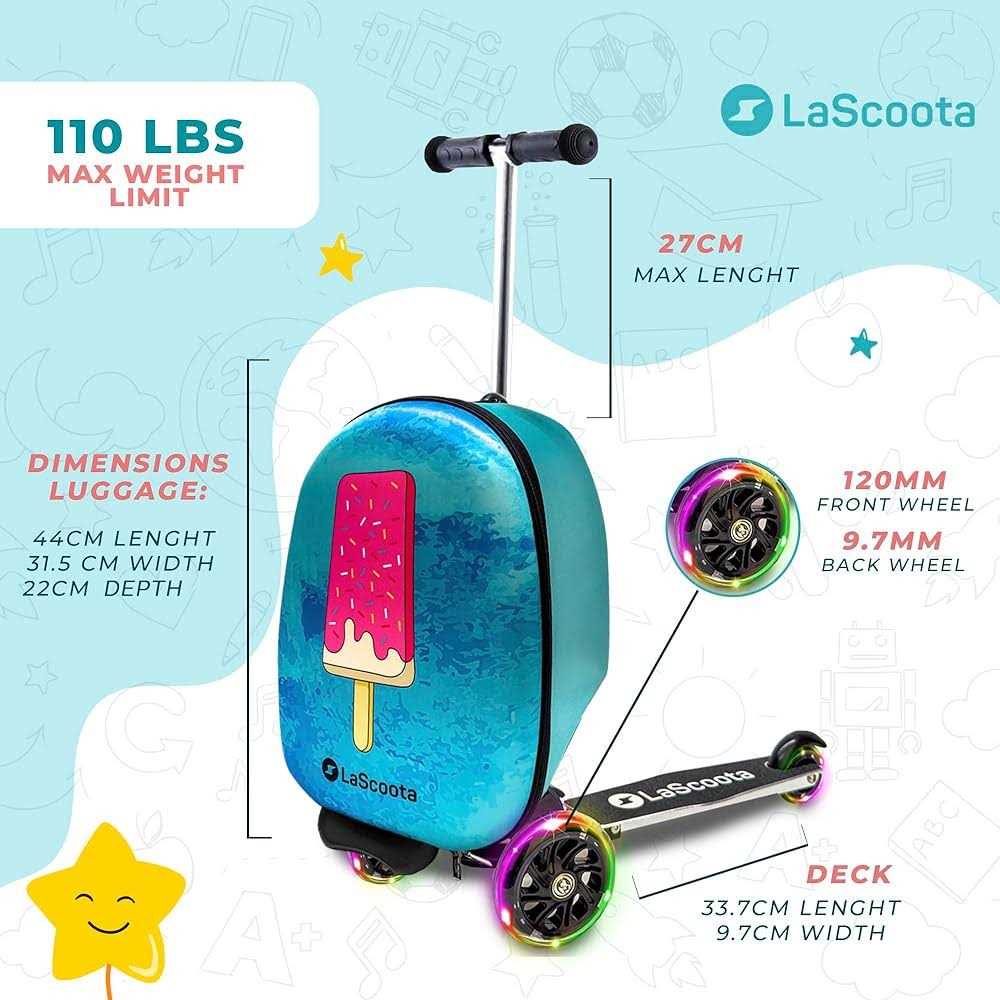 Lascoota Scooter Suitcase Foldable Scooter Luggage For Kids Lightweight ...