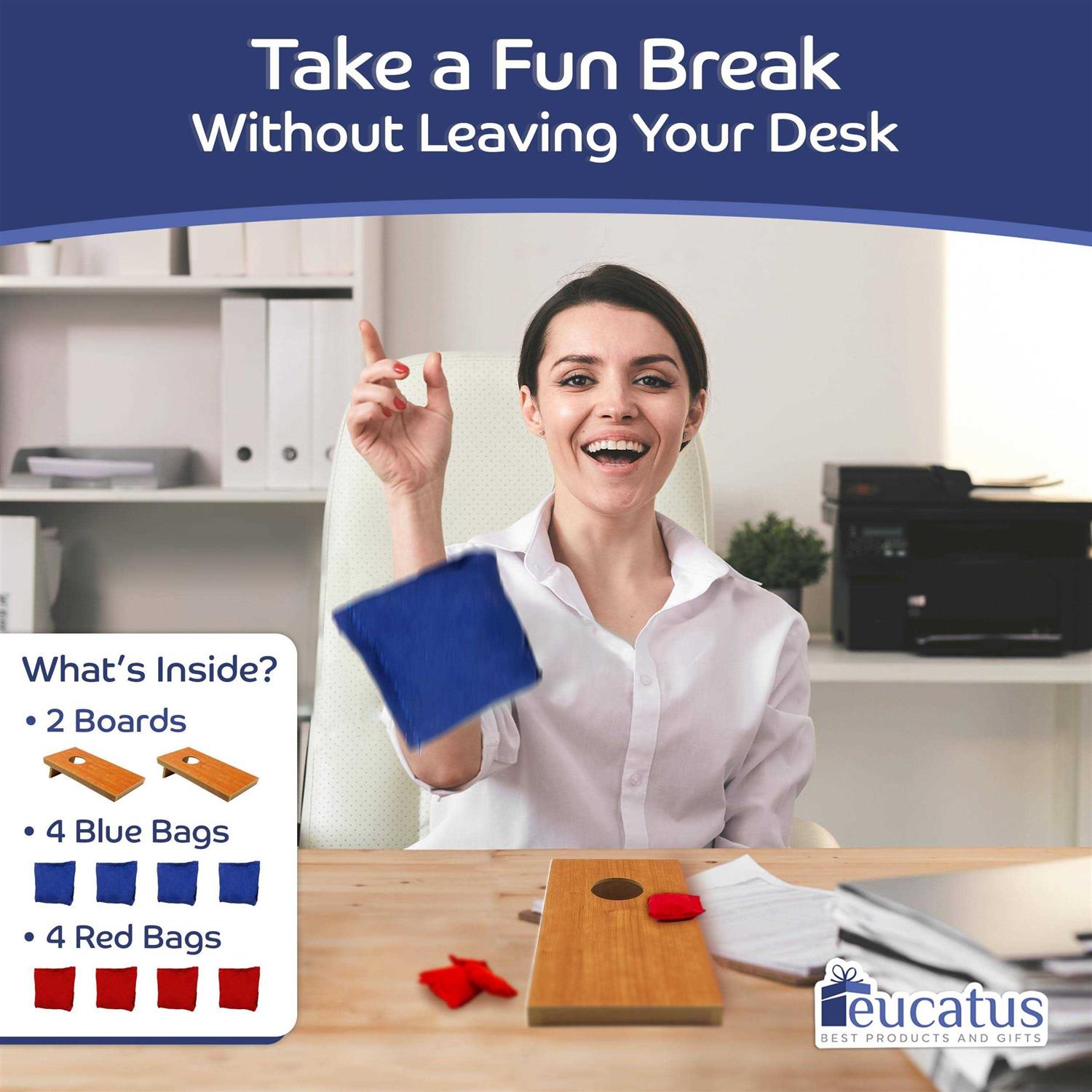 Super Fun, Portable Mini Desktop Cornhole Set of 2. Coated Wood Boards ...