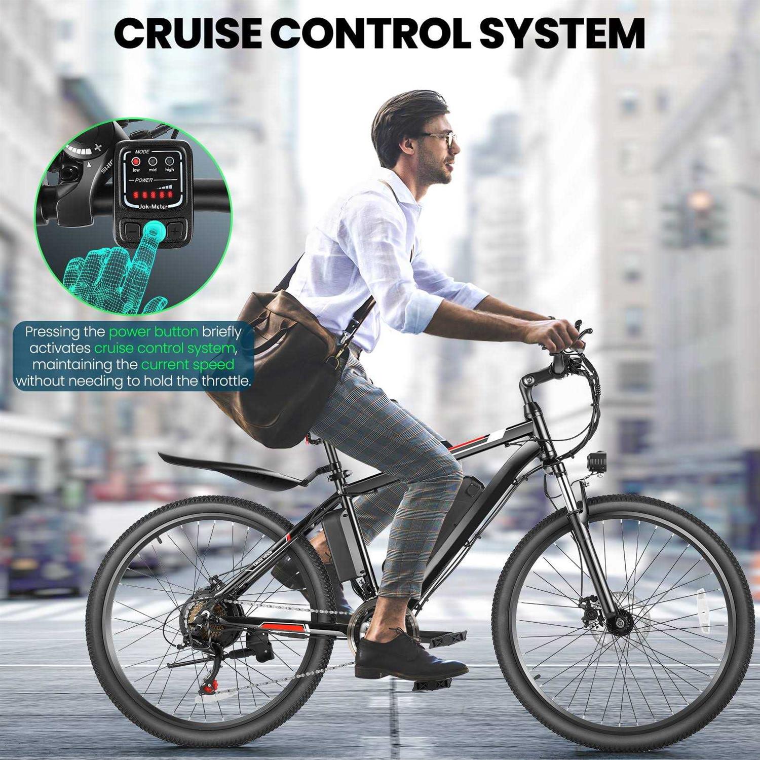 Gocio 500w Electric Bike 26 inch Electric Bicycle for Adults with Cruise Control System Ebike ...