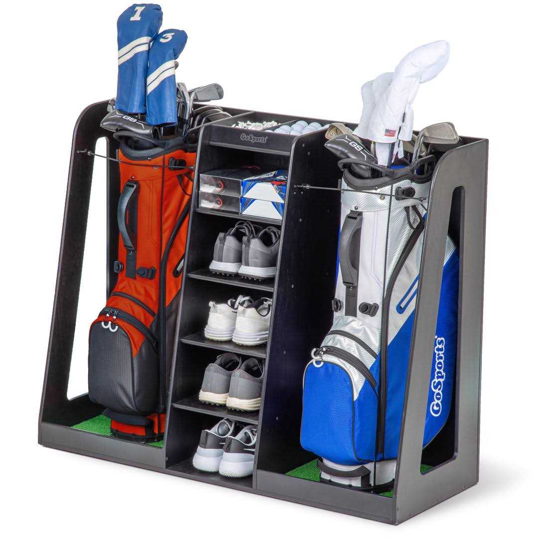 GoSports Premium Wooden Golf Bag Organizer and Storage Rack - Sports ...