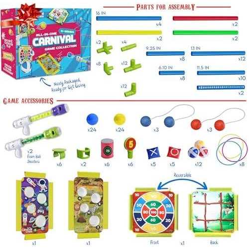 Carnival Yard Games for Kids Ring Toss Beanbag Cornhole Ball Shooting ...