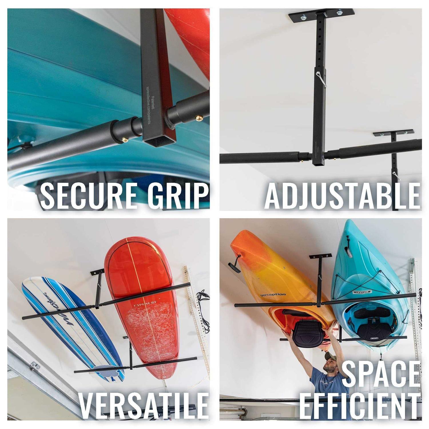 StoreYourBoard 2 Kayak Adjustable Ceiling Storage Rack - Sports ...