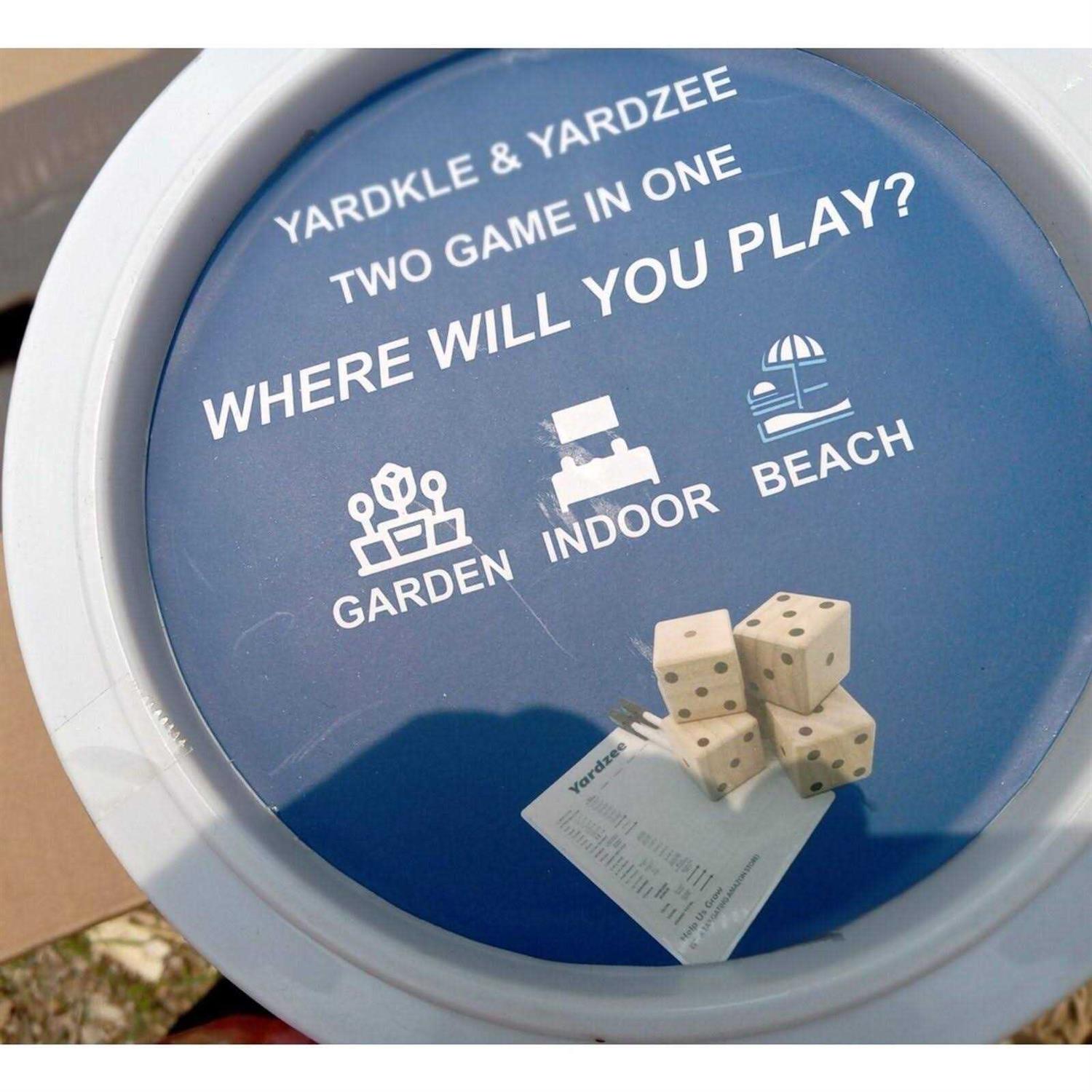 Large Wooden Yard Dice Outdoor Games Set of 6 with Scorecards and ...