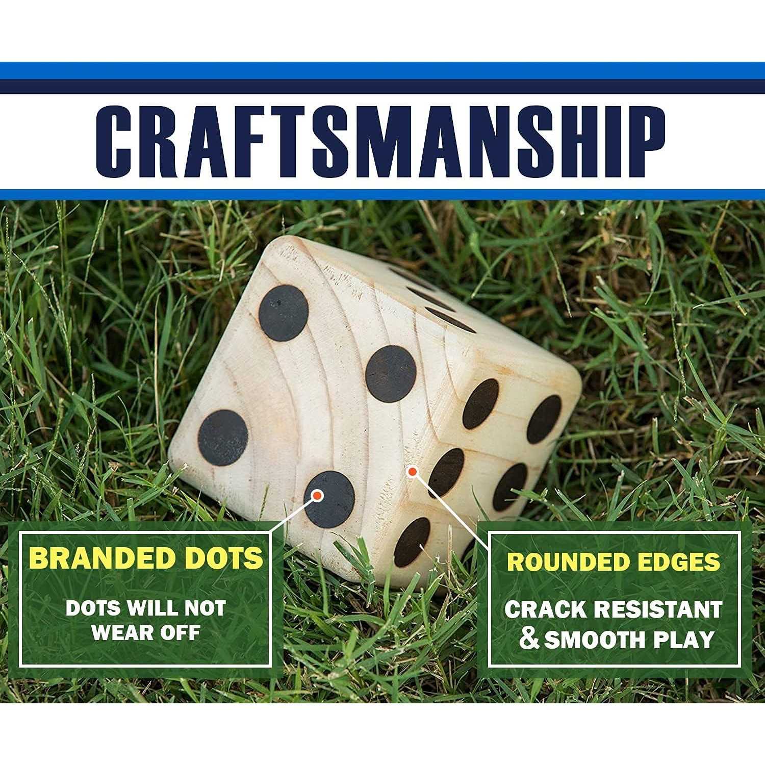 Large Wooden Yard Dice Outdoor Games Set of 6 with Scorecards and ...