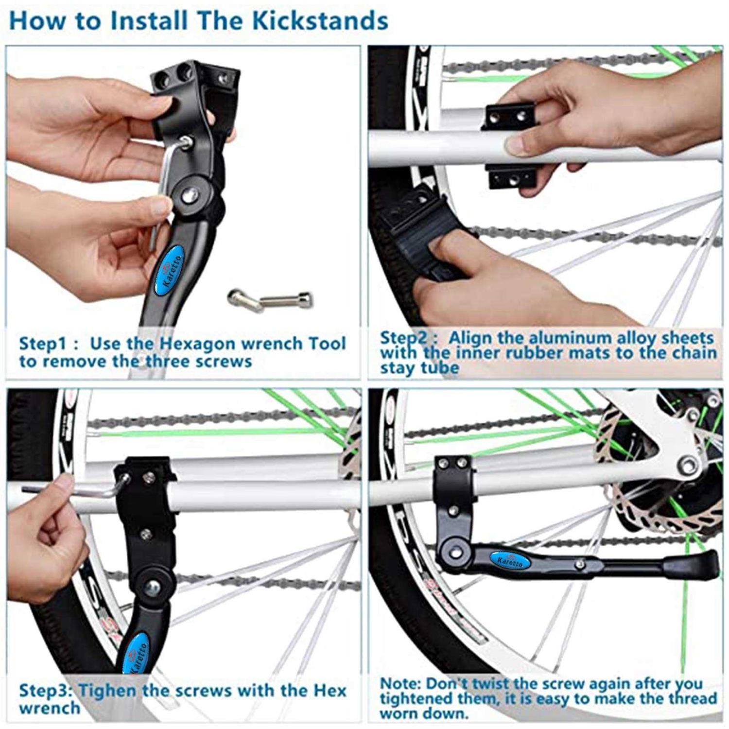 Karetto Bike Kickstand Adjustable Rear Side Bicycle Stand Kickstand Fit ...