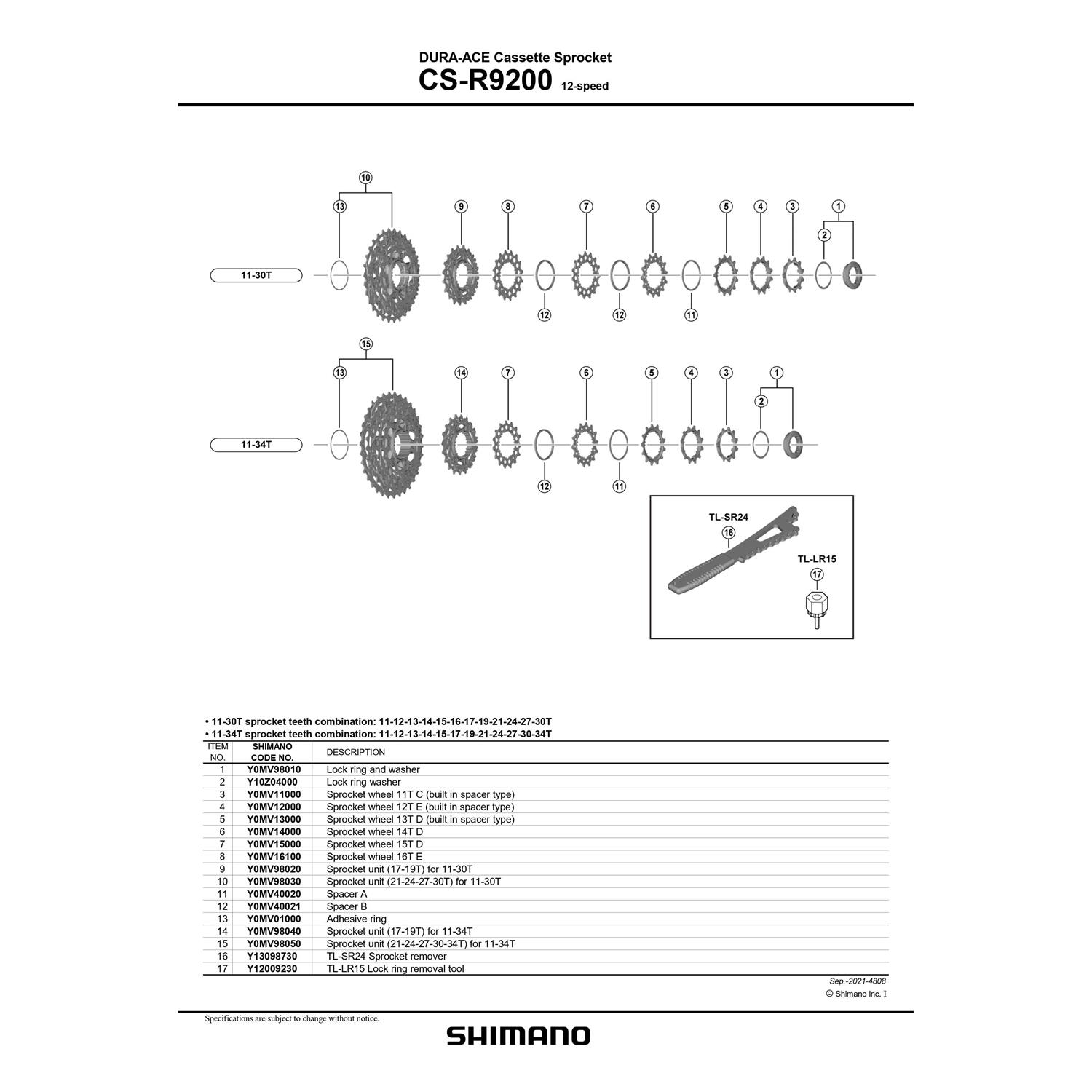 Shimano CS-R9200 Dura-Ace 12-Speed Cassette - Sports Supplies Online Store