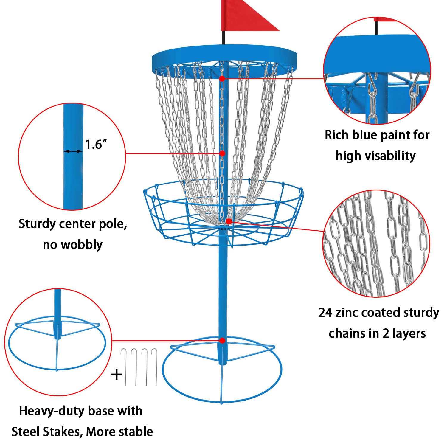 SGSPORT Disc Golf Basket with Discs Portable Disc Golf Target with ...