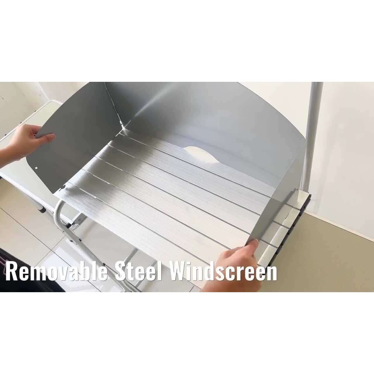 Seeutek Aluminum Portable Outdoor Camping Kitchen Table with Windscreen ...