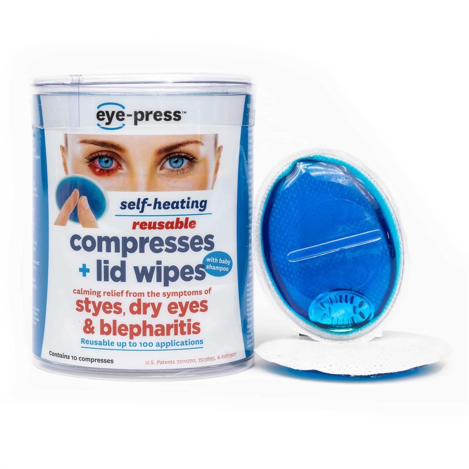 Eye Press Self Heating Eye Compress and Lid Wipes, Stye Treatment, Dry ...
