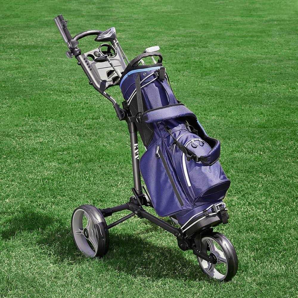 KVV 3 Wheel Foldable/Collapsible Golf Push Cart Ultra Lightweight ...