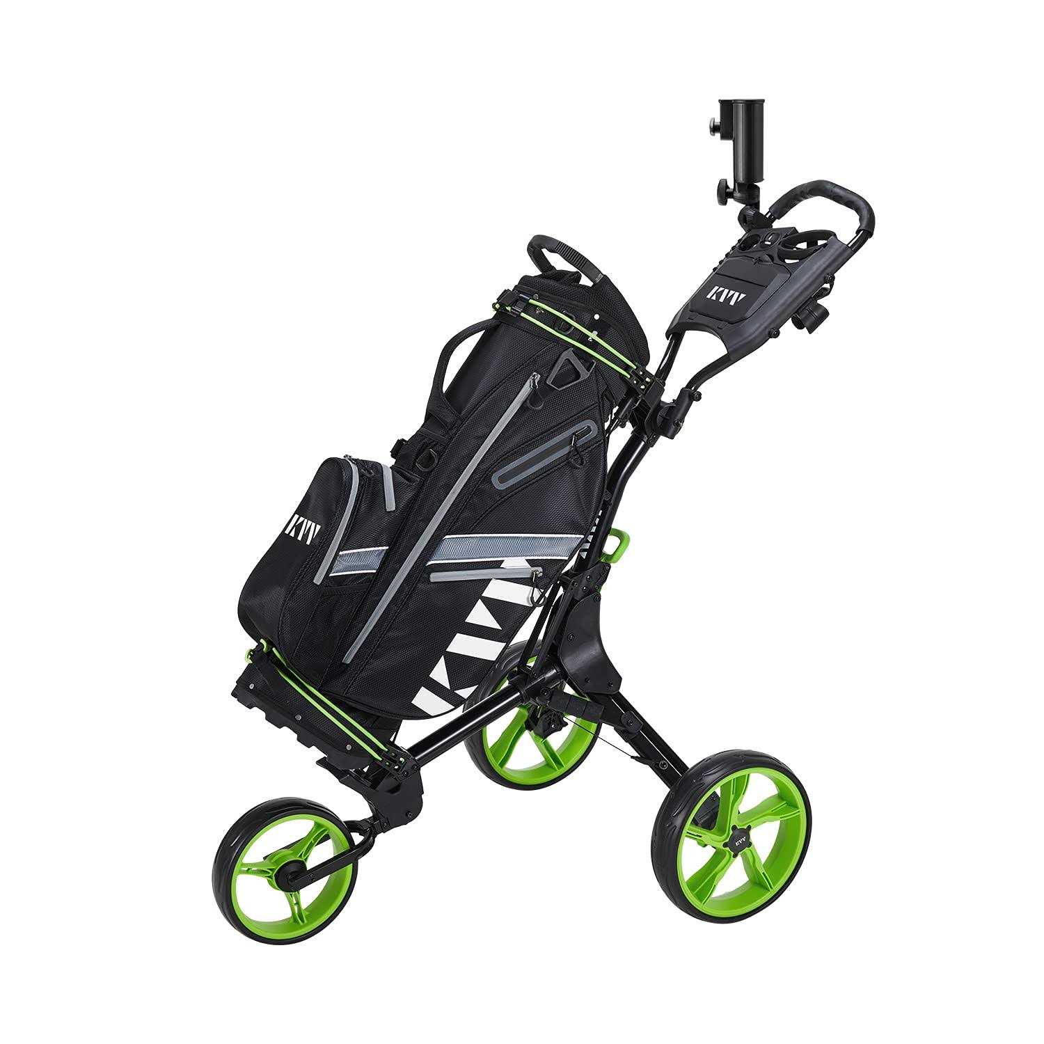 KVV 3 Wheel Foldable/Collapsible Golf Push Cart Ultra Lightweight ...