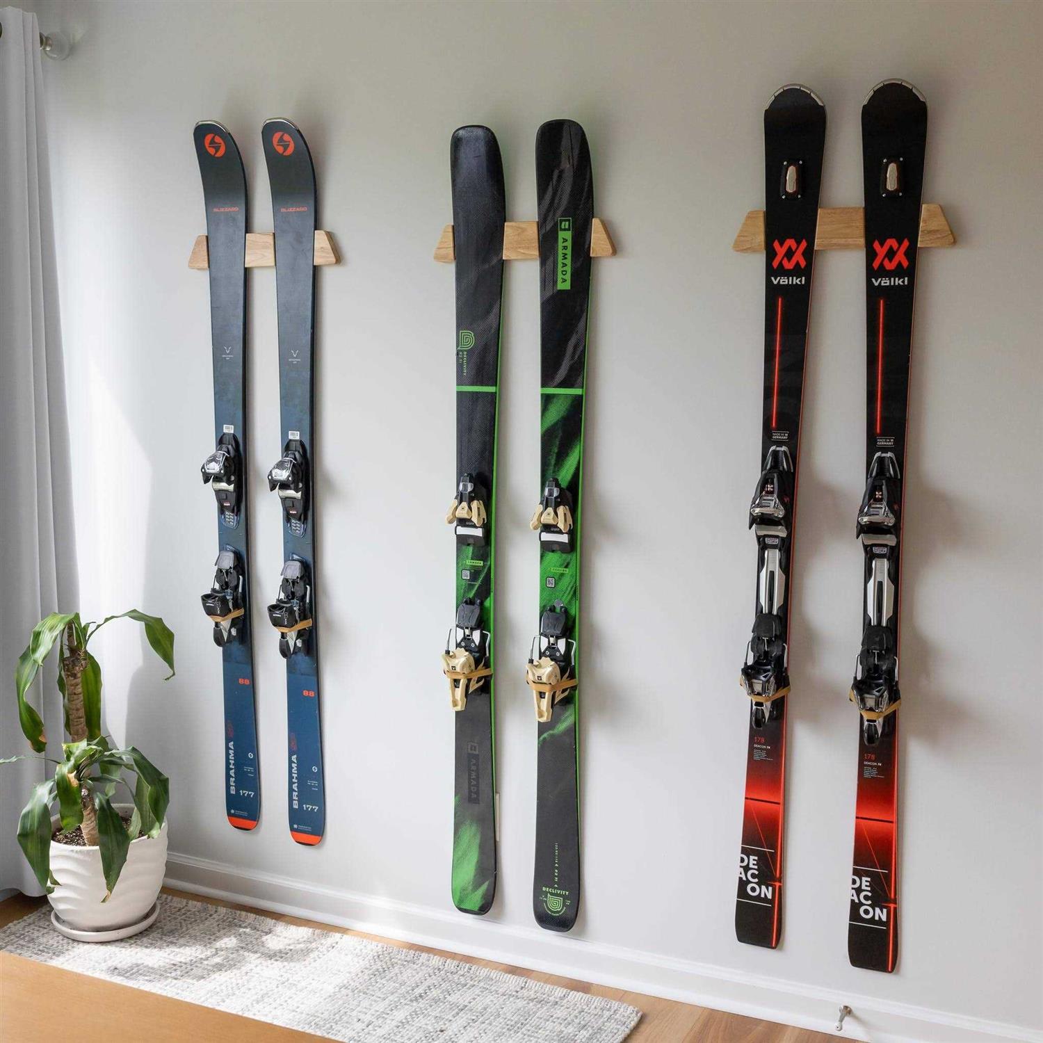storeyourboard Minimalist Wood Ski Display Rack - Sports Supplies ...
