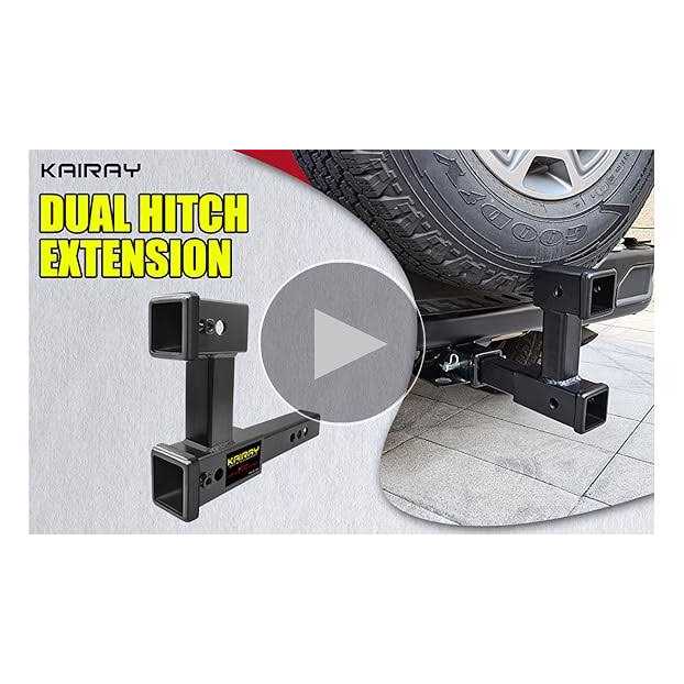 KAIRAY Double Hitch Receiver 2 inch Trailer Dual Hitch Extension Riser ...