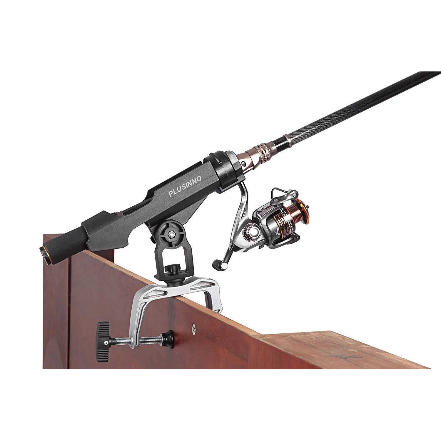 PLUSINNO Fishing Boat Rods Holder with Large Clamp Opening 360 Degree ...