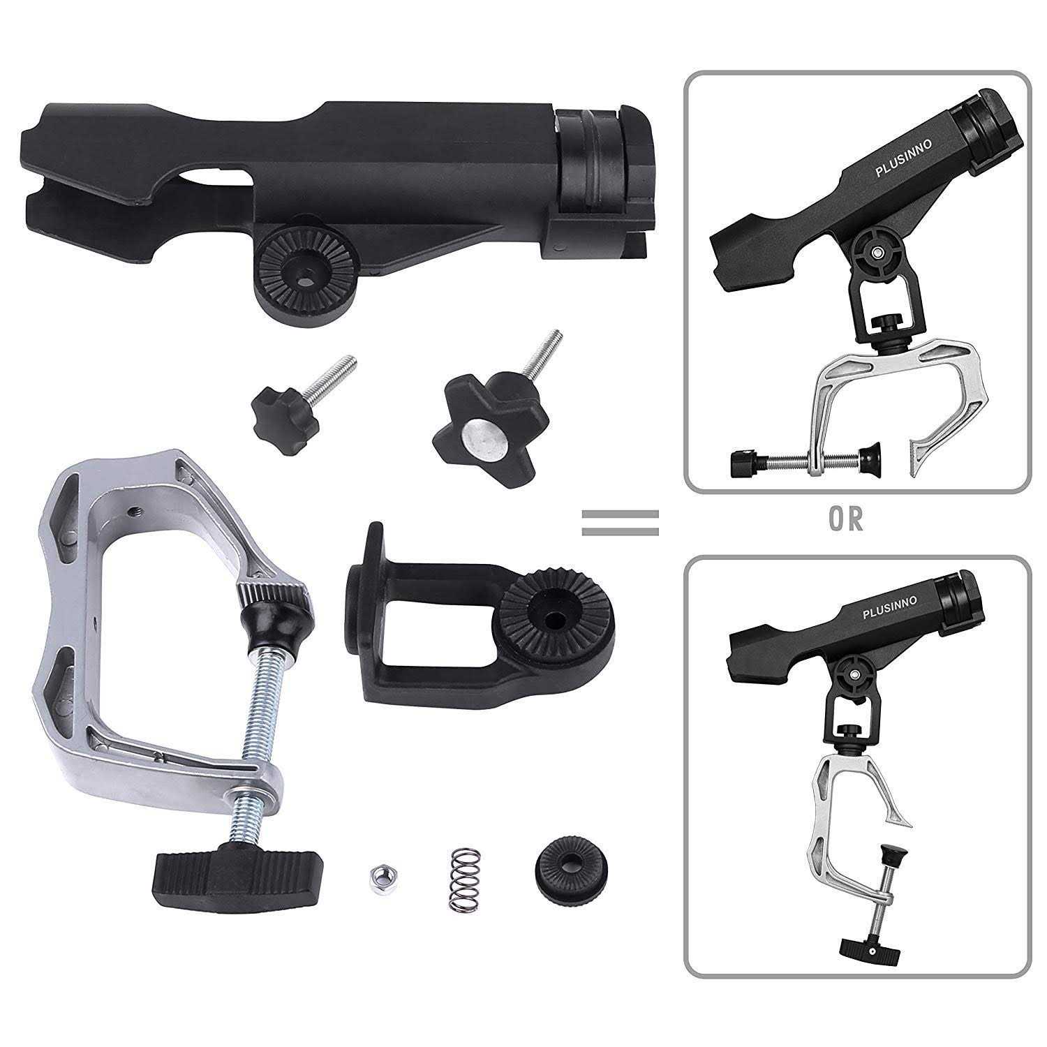 PLUSINNO Fishing Boat Rods Holder with Large Clamp Opening 360 Degree ...