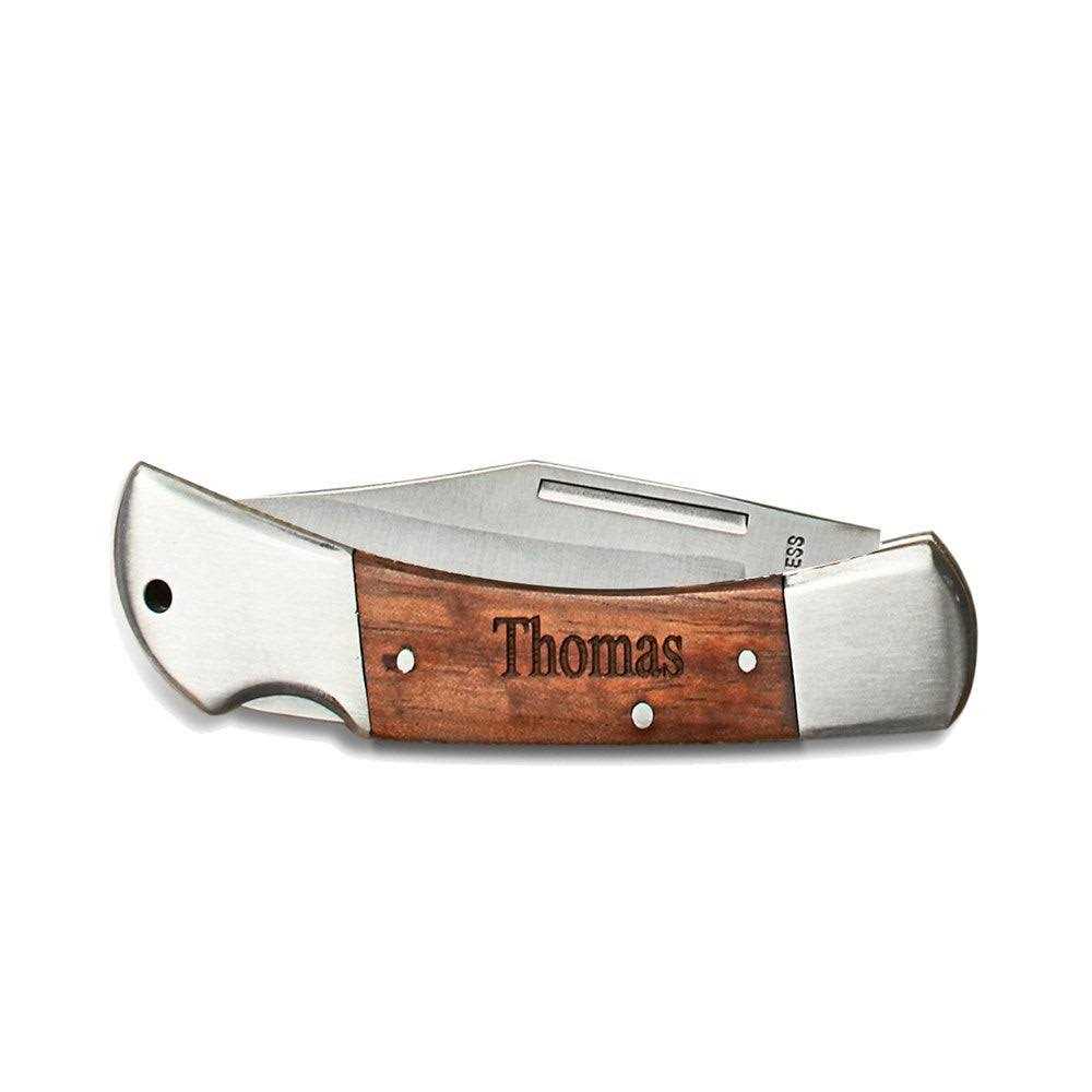 Personalized Wood Handled Locking Blade Pocket Knife - Sports Supplies ...