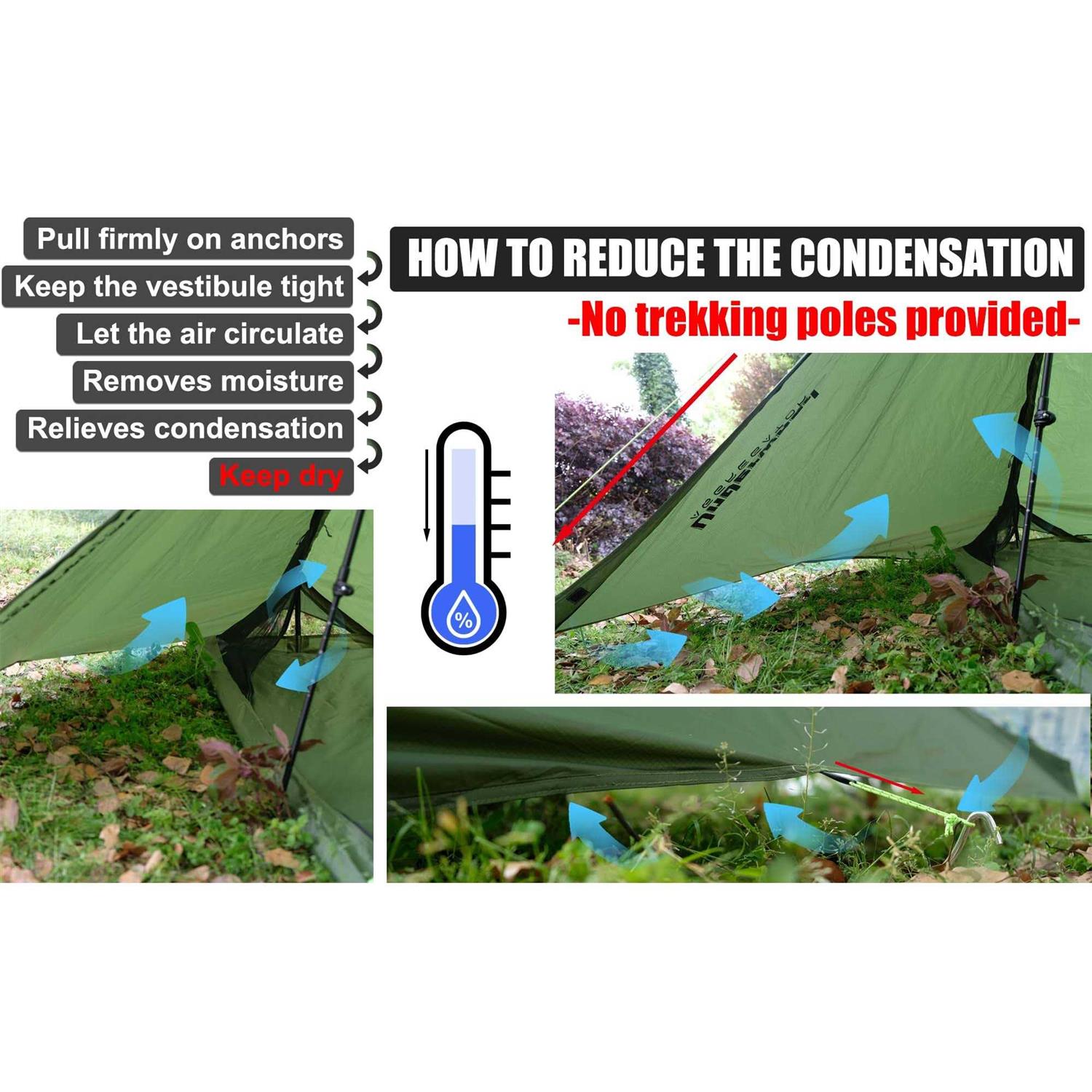 Person Trekking Pole Tent for Backpacking Ultralight Backpacking Tent ...