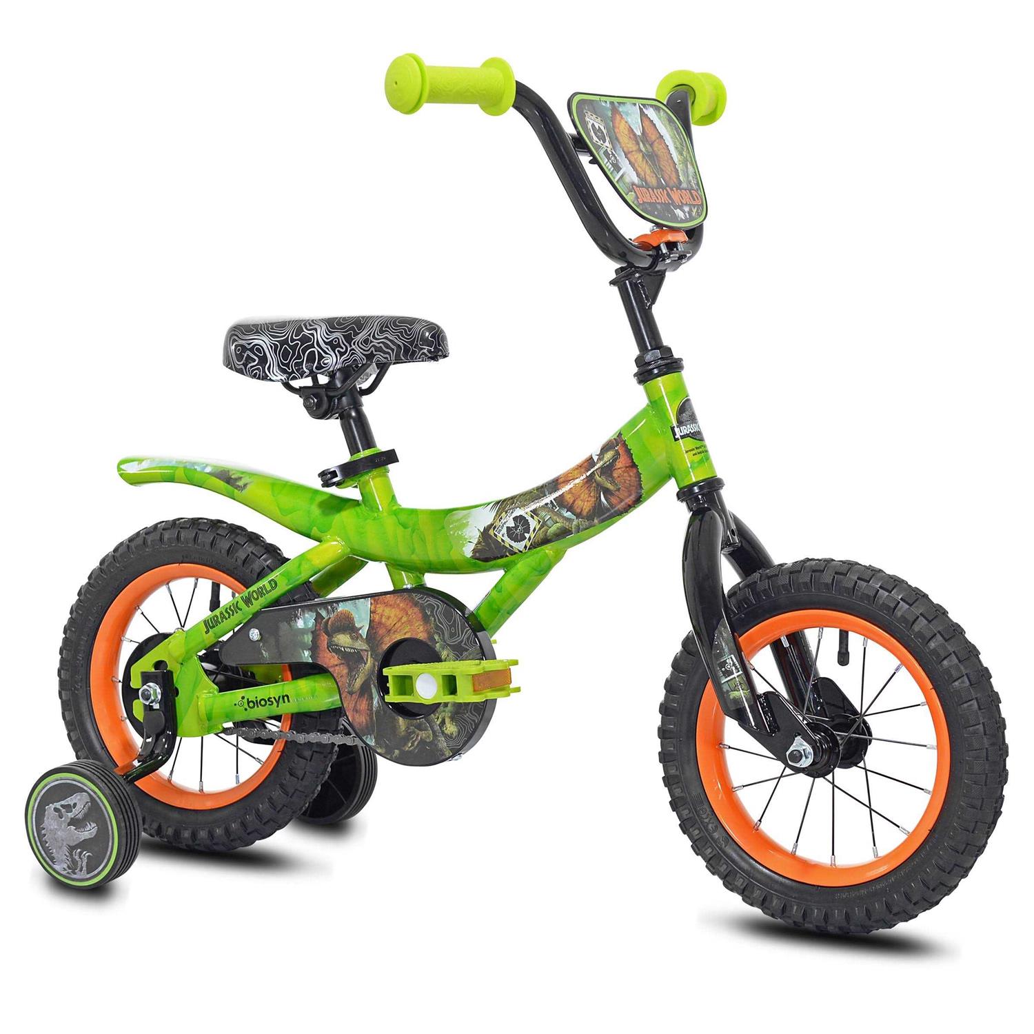 Jurassic World 12-inch Raptor Boy's Bicycle with Training Wheel, Green ...