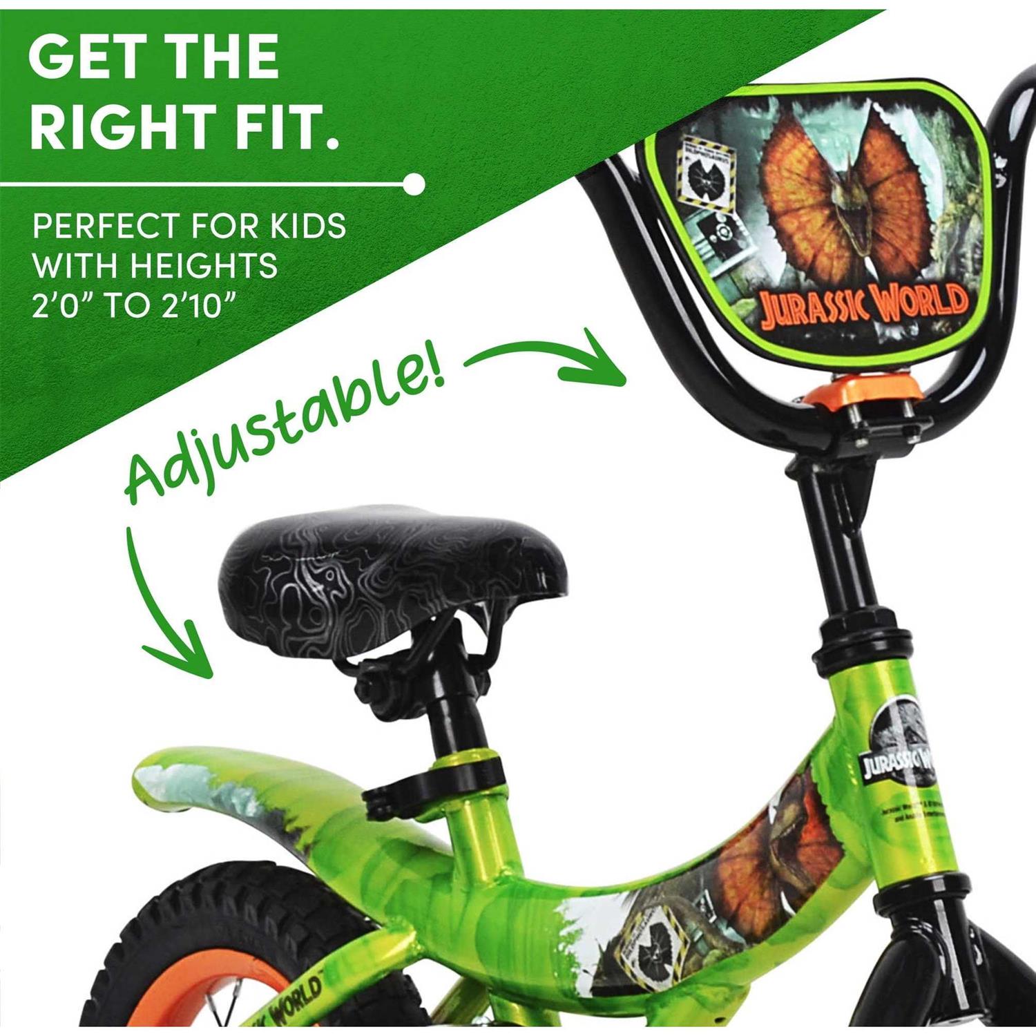 Jurassic World 12-inch Raptor Boy's Bicycle with Training Wheel, Green ...