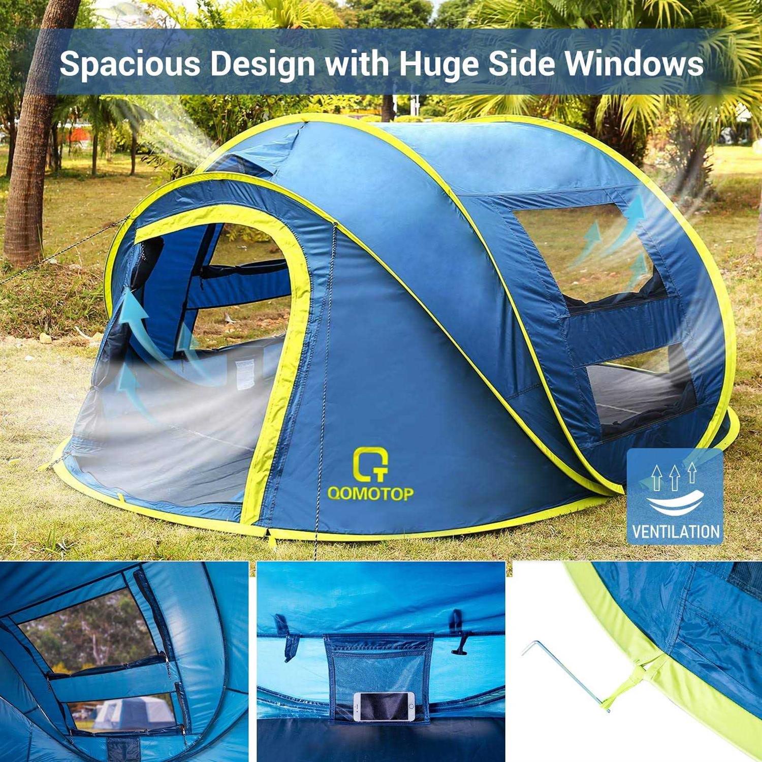 Qomotop Instant Tent 4-Person Camp Tent Automatic Setup Pop Up Tent - Sports Supplies Online Store