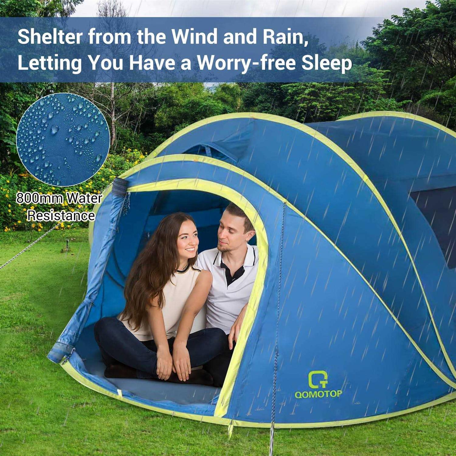 Qomotop Instant Tent 4-Person Camp Tent Automatic Setup Pop Up Tent - Sports Supplies Online Store
