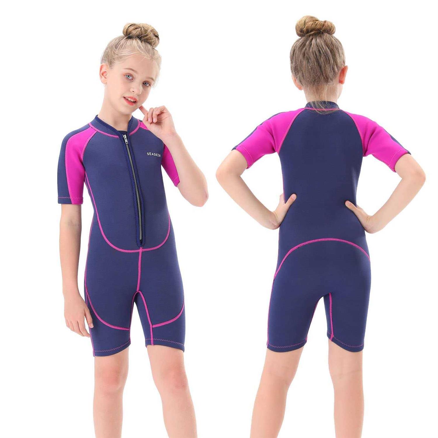 Seaskin Kids Wetsuit for Boys Girls Toddlers 2mm Front Zipper Shorty ...