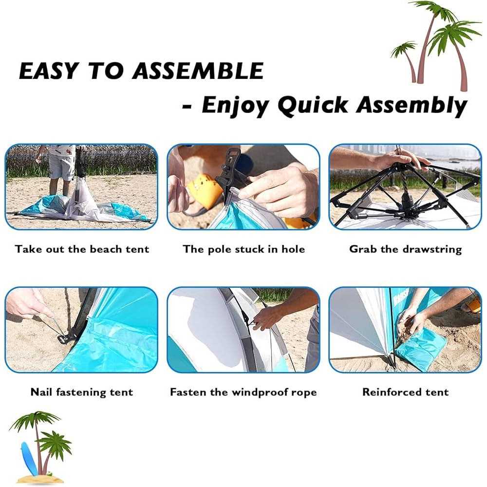 Mansader Beach Tent Pop Up Shade Instant Beach Tents Sun Shelter with UPF 50+ UV Protection ...