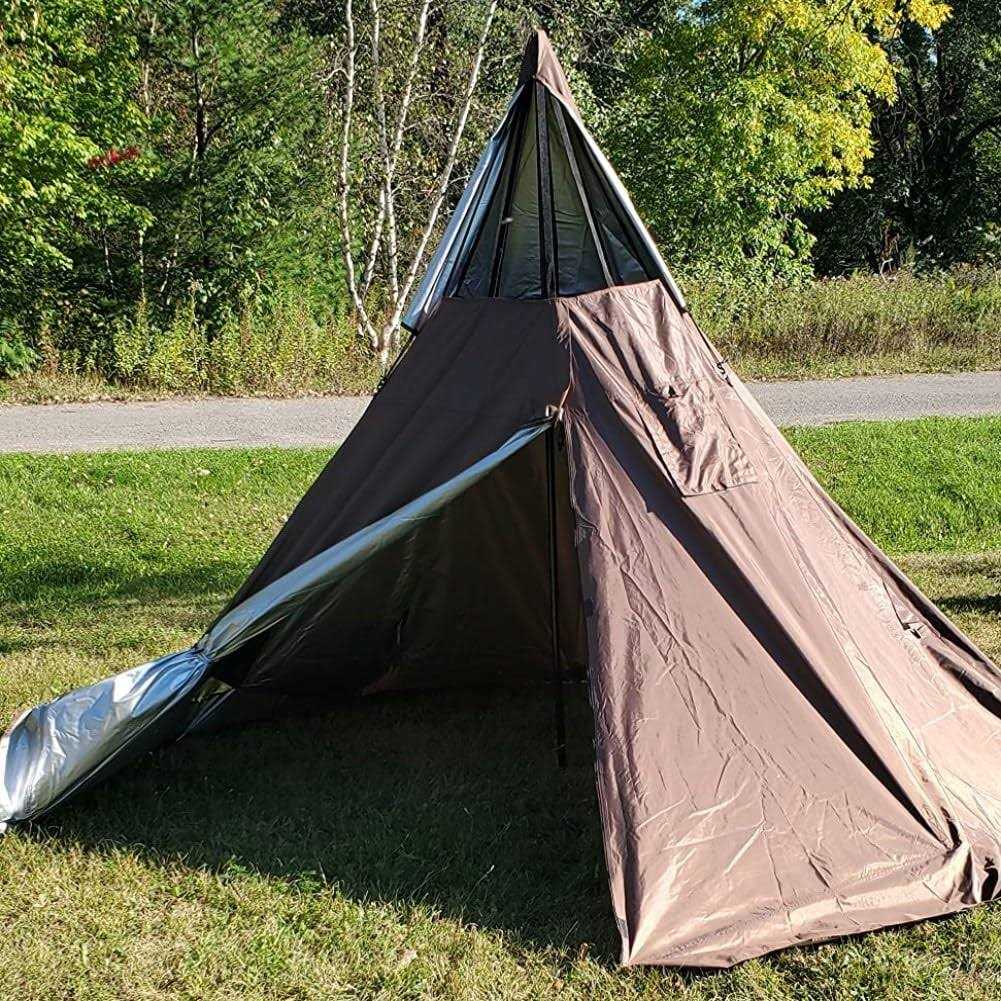 Portable Waterproof Camping Pentagonal Teepee Tent Outdoor Camping ...