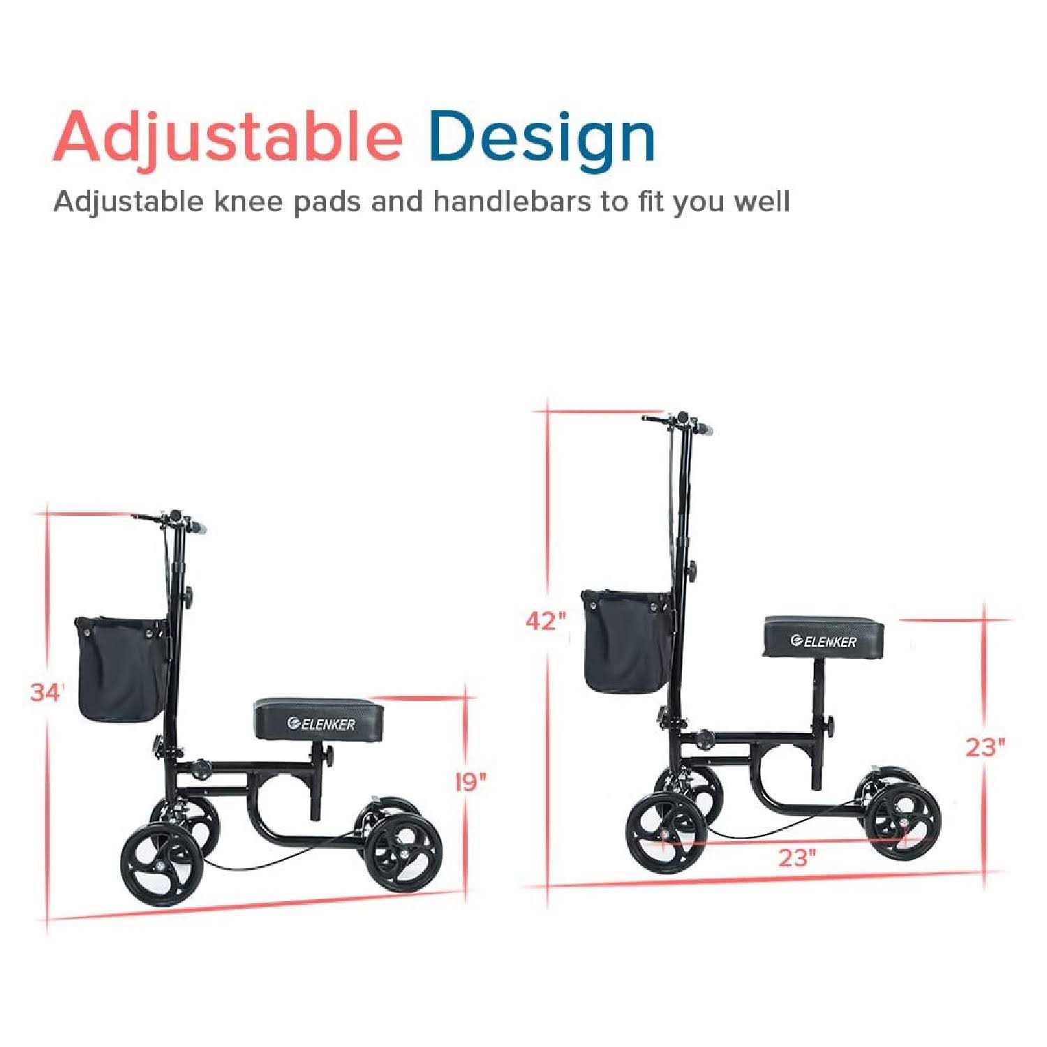 Elenker Steerable Knee Walker Deluxe Medical Scooter for Foot Injuries ...