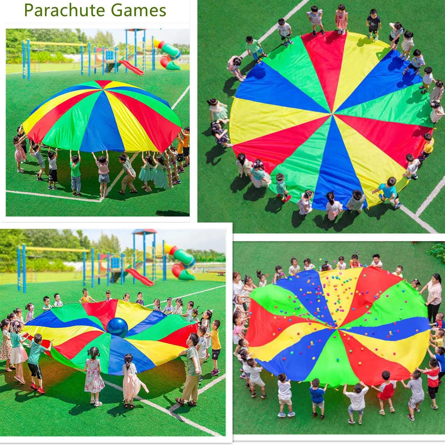 SPINFOX Play Parachute Multicolored Parachute with Handles for Kids ...