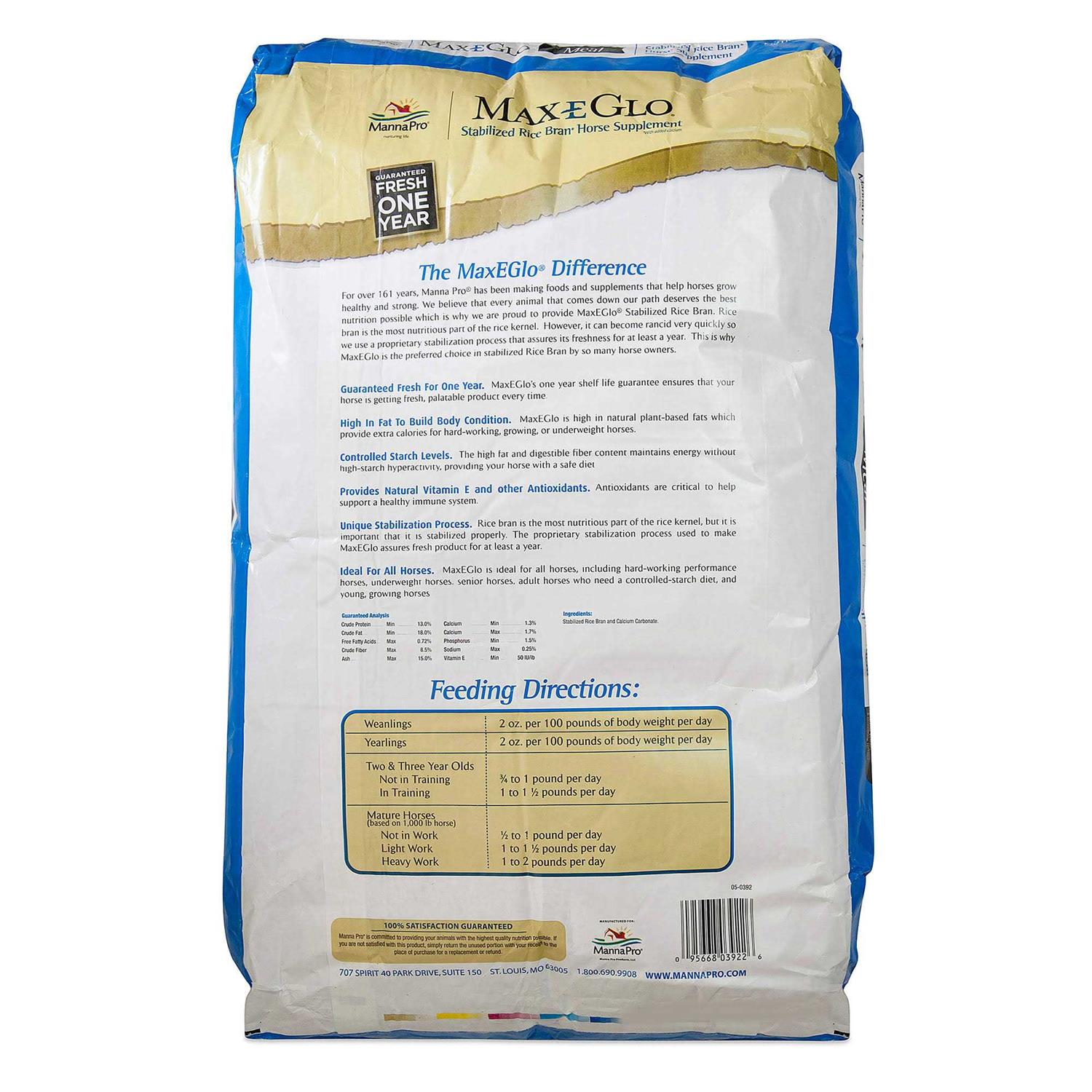 Manna Pro Max-E-Glo Rice Bran Horse Supplements - Sports Supplies ...
