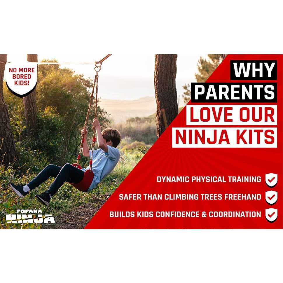 Fofana Ninja Slider Zip Lines for Kids and Adults Outdoor 65 Ft ...