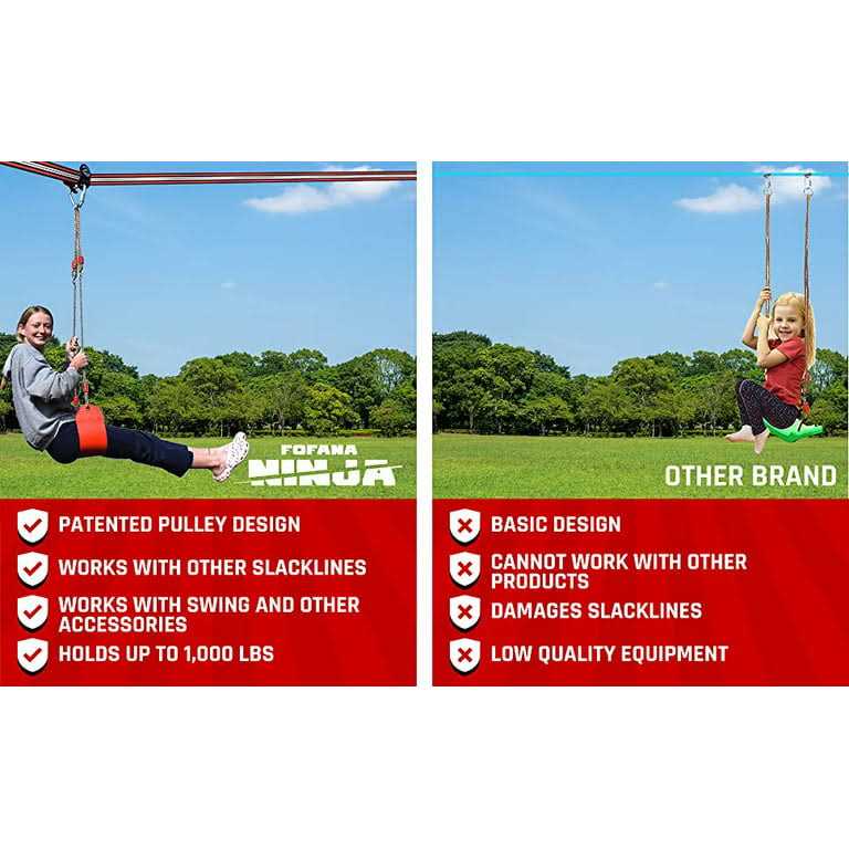 Fofana Ninja Slider Zip Lines for Kids and Adults Outdoor 65 Ft ...
