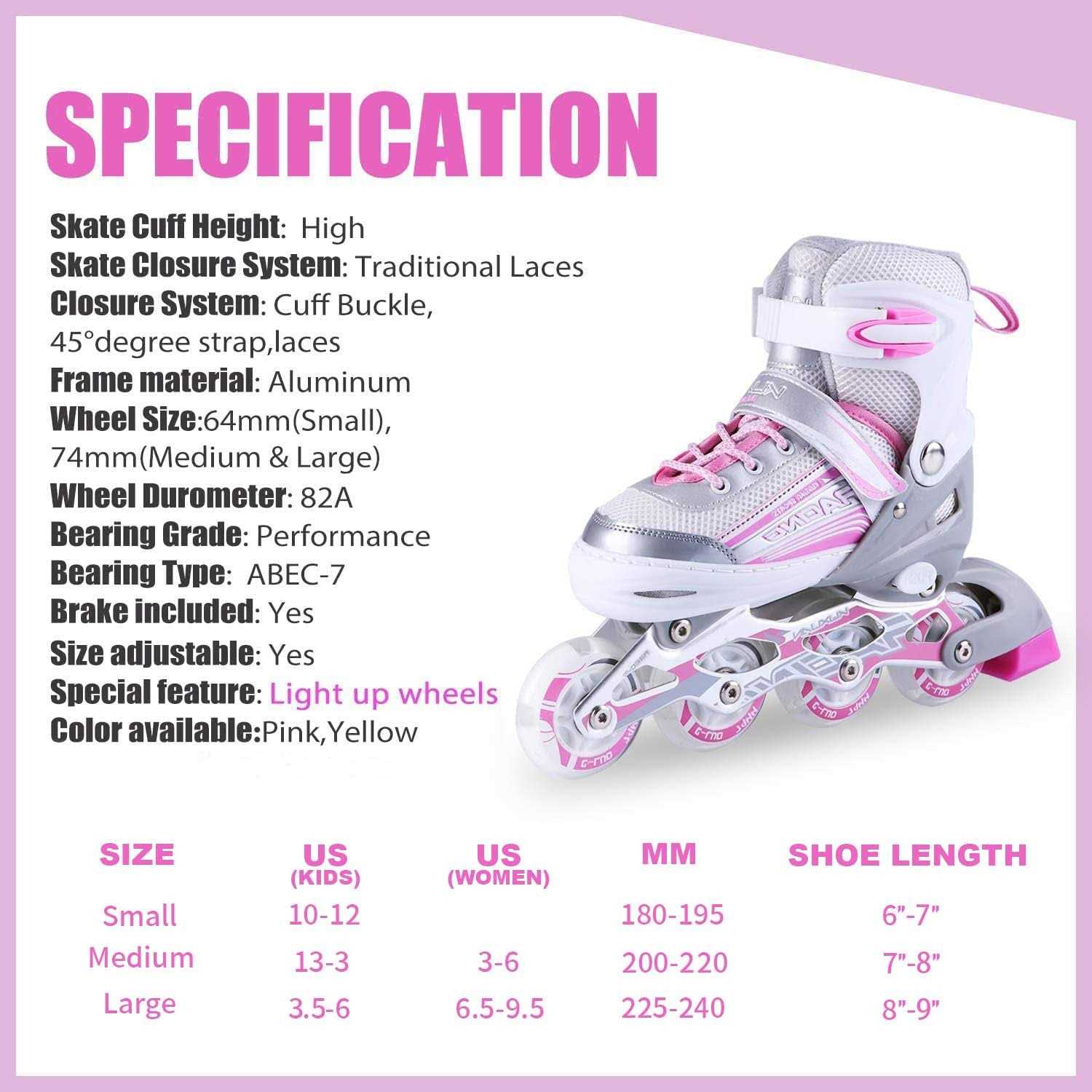 Kuxuan Skates Adjustable Inline Skates for Kids and Youth with Full ...