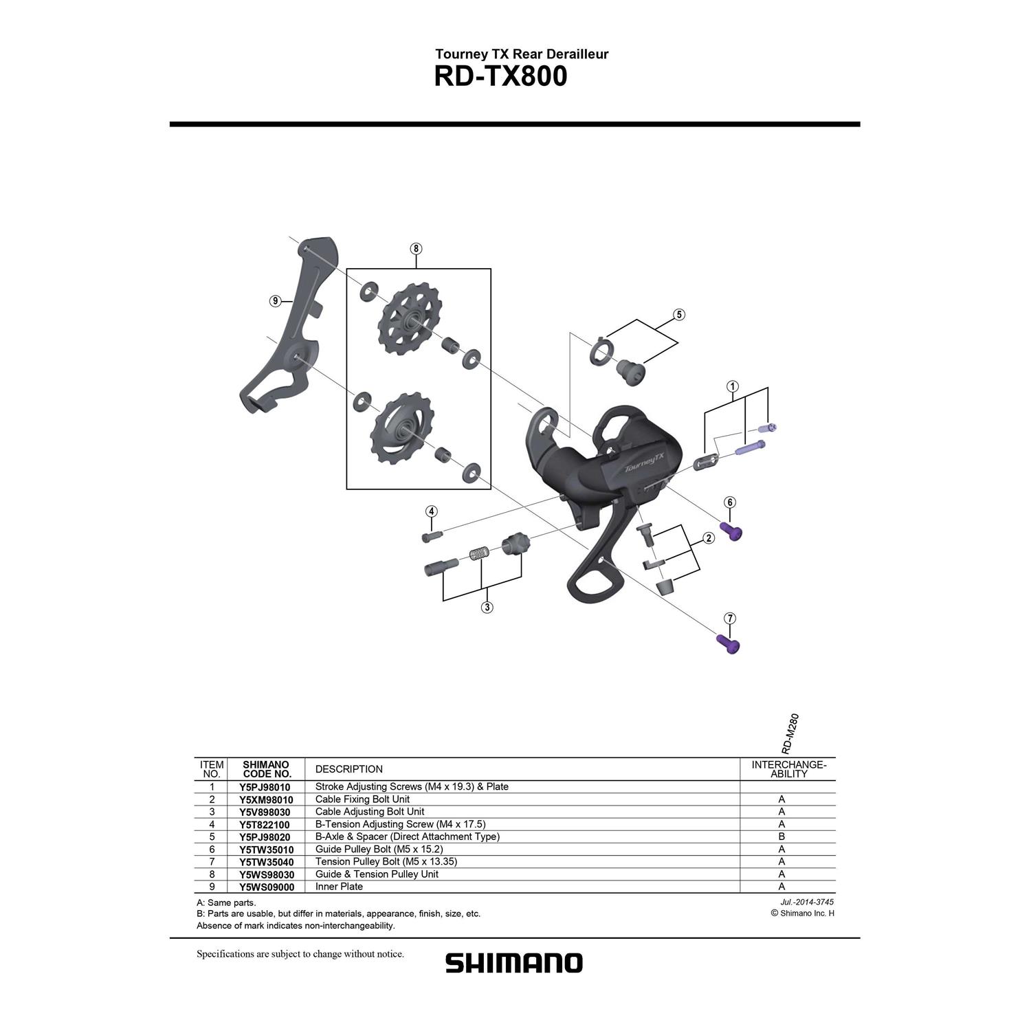 Shimano RD-TX800 Tourney Rear Derailleur - Sports Supplies Online Store