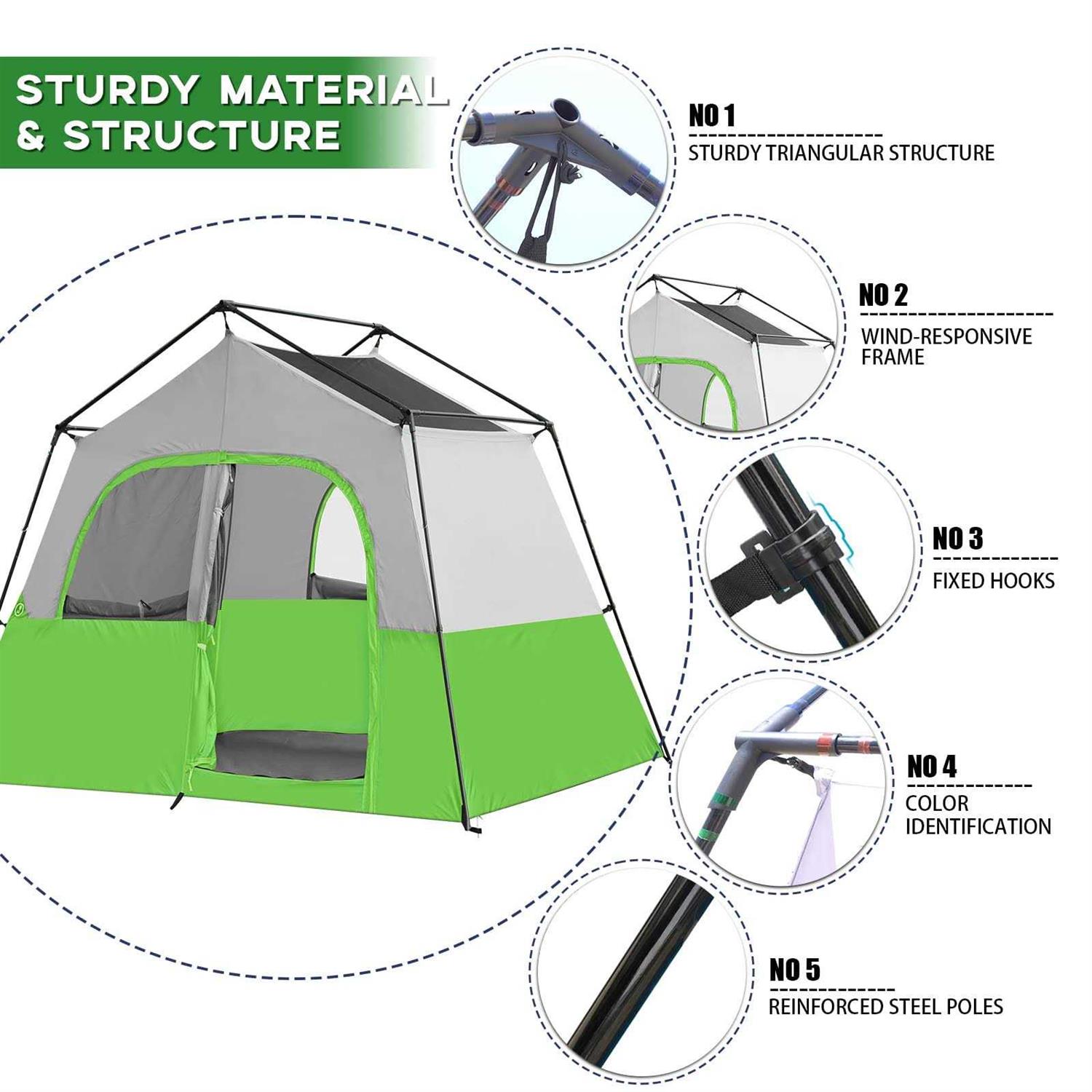 HIKERGARDEN 6 Person Camping Tent Portable Easy Set Up Family Tent for ...