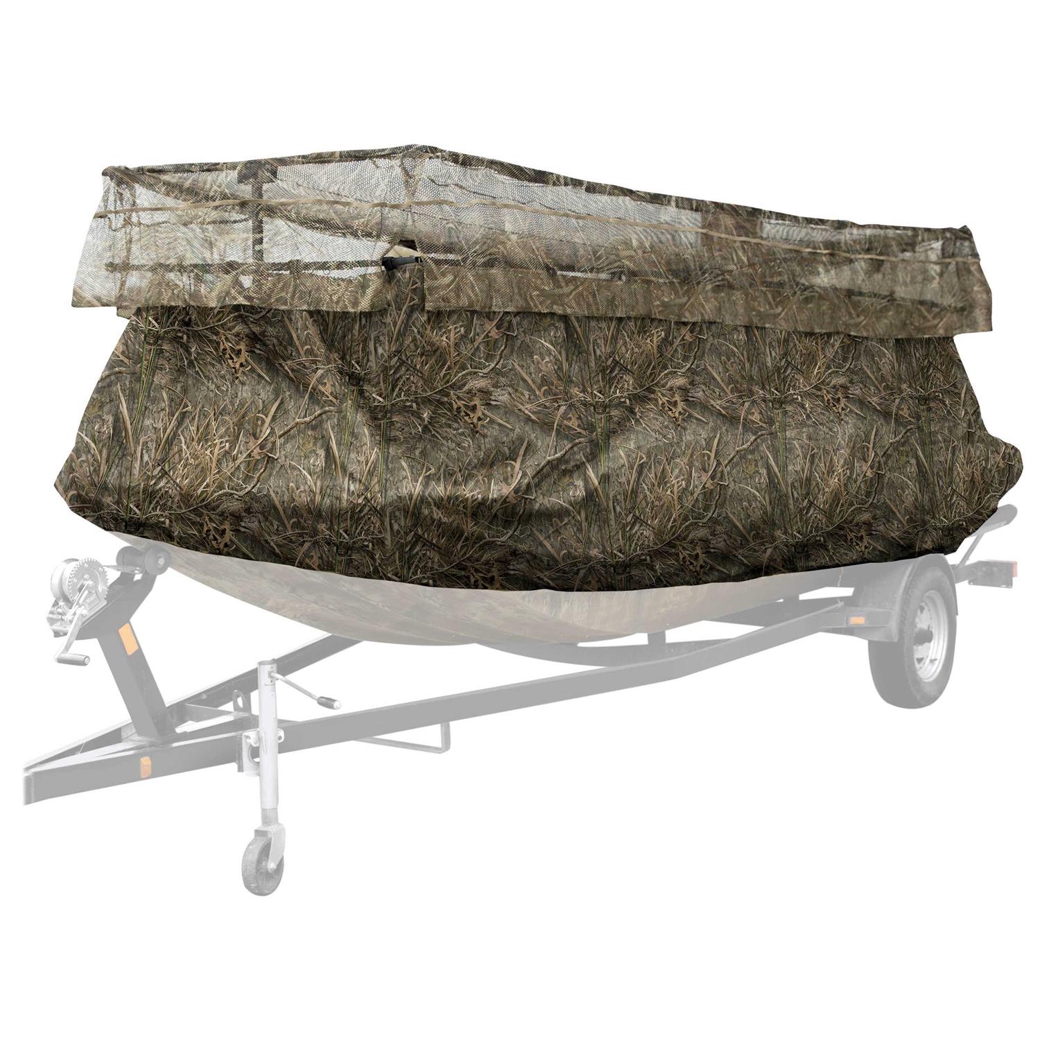 Drake Waterfowl Drake Ghillie Boat Blind with No-Shadow Dual Action Top ...