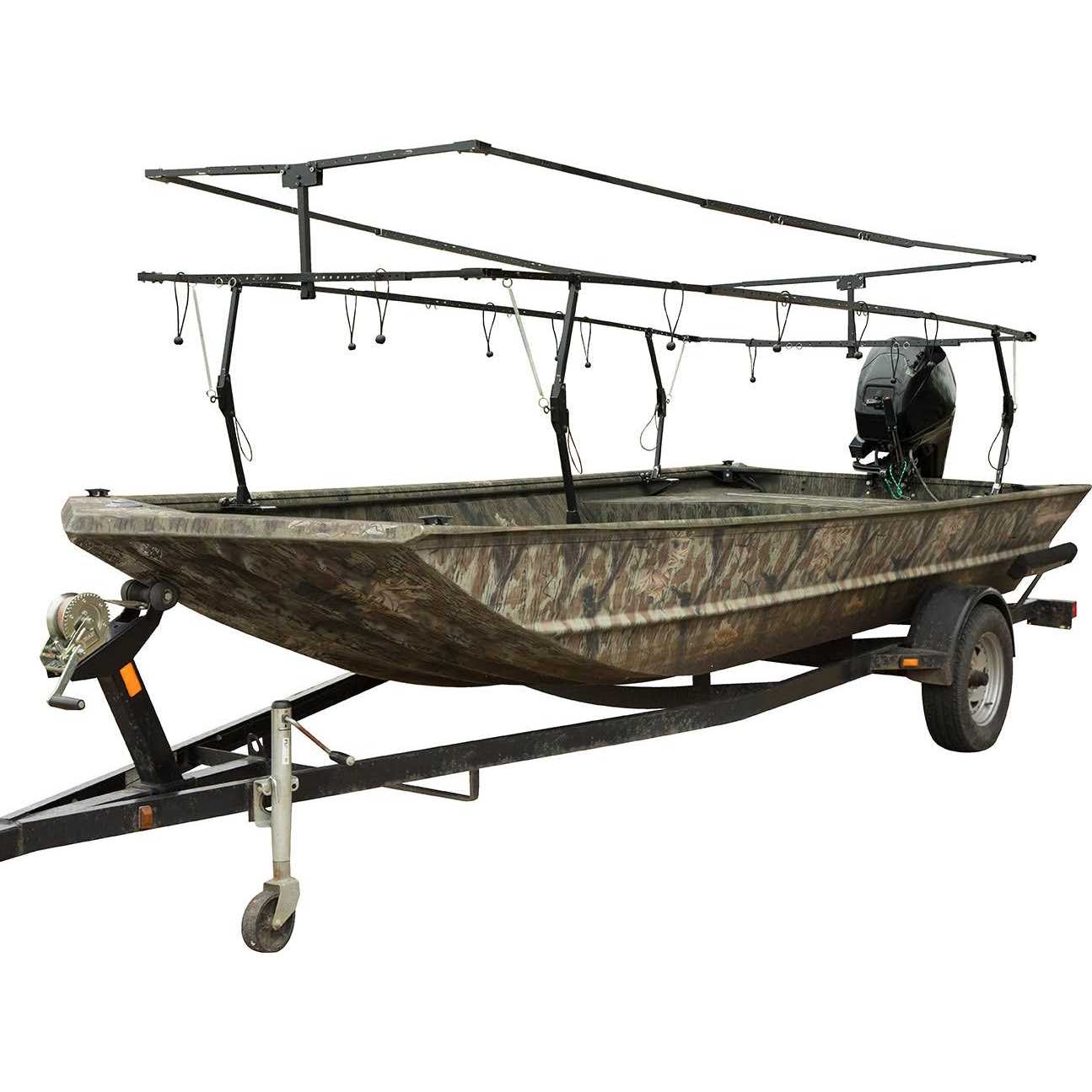Drake Waterfowl Drake Ghillie Boat Blind with No-Shadow Dual Action Top ...