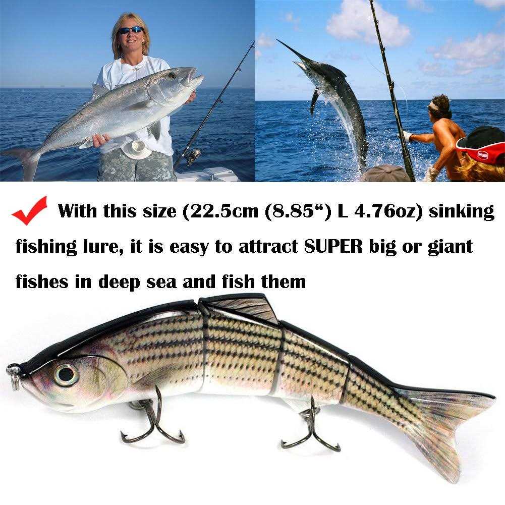 Sfeexun Lifelike 4 Segment Big Giant Sinking Fishing Bass Lures ...