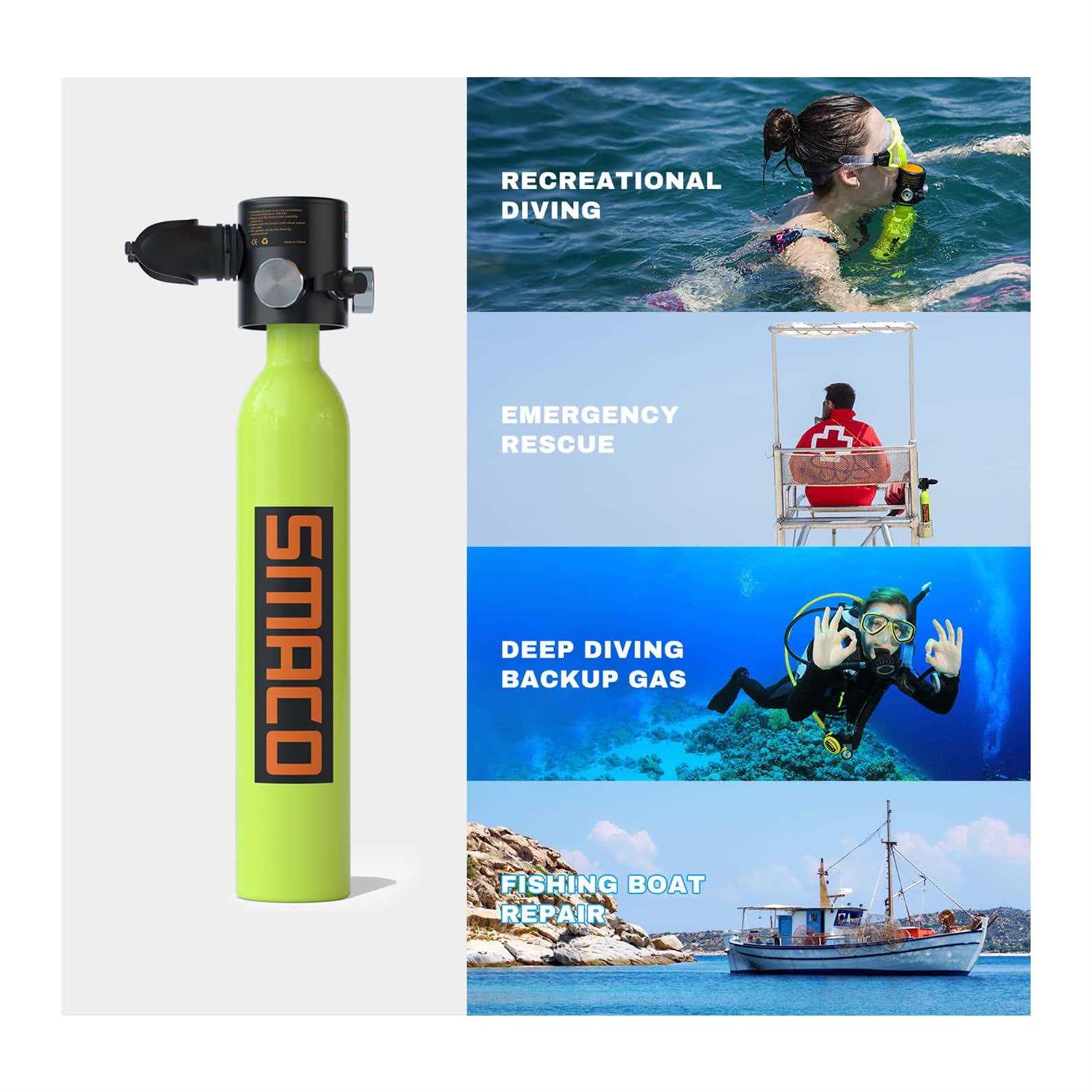Smaco S300 Plus Mini Scuba Tank 0.5L Portable Mini Diving Tank Reusable ...