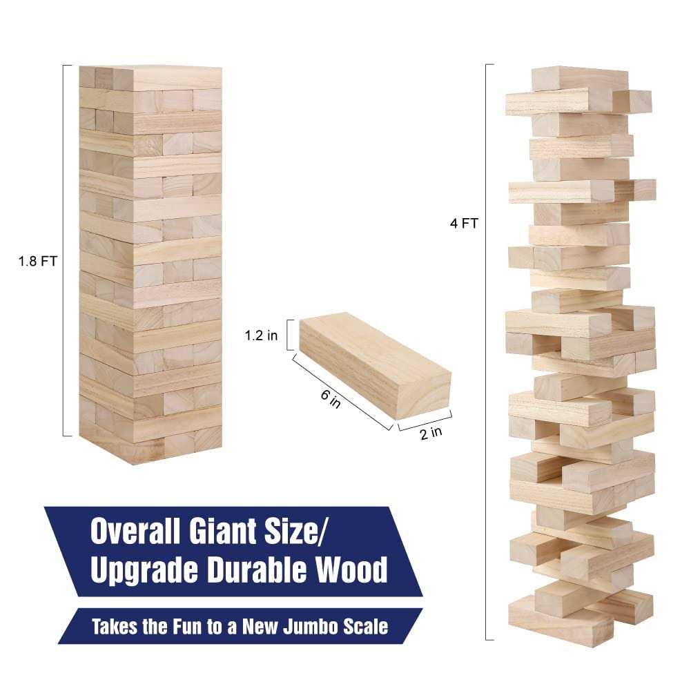 GOTHINK Giant Tumbling Tower Game Large Wooden Stacking Game - Sports ...
